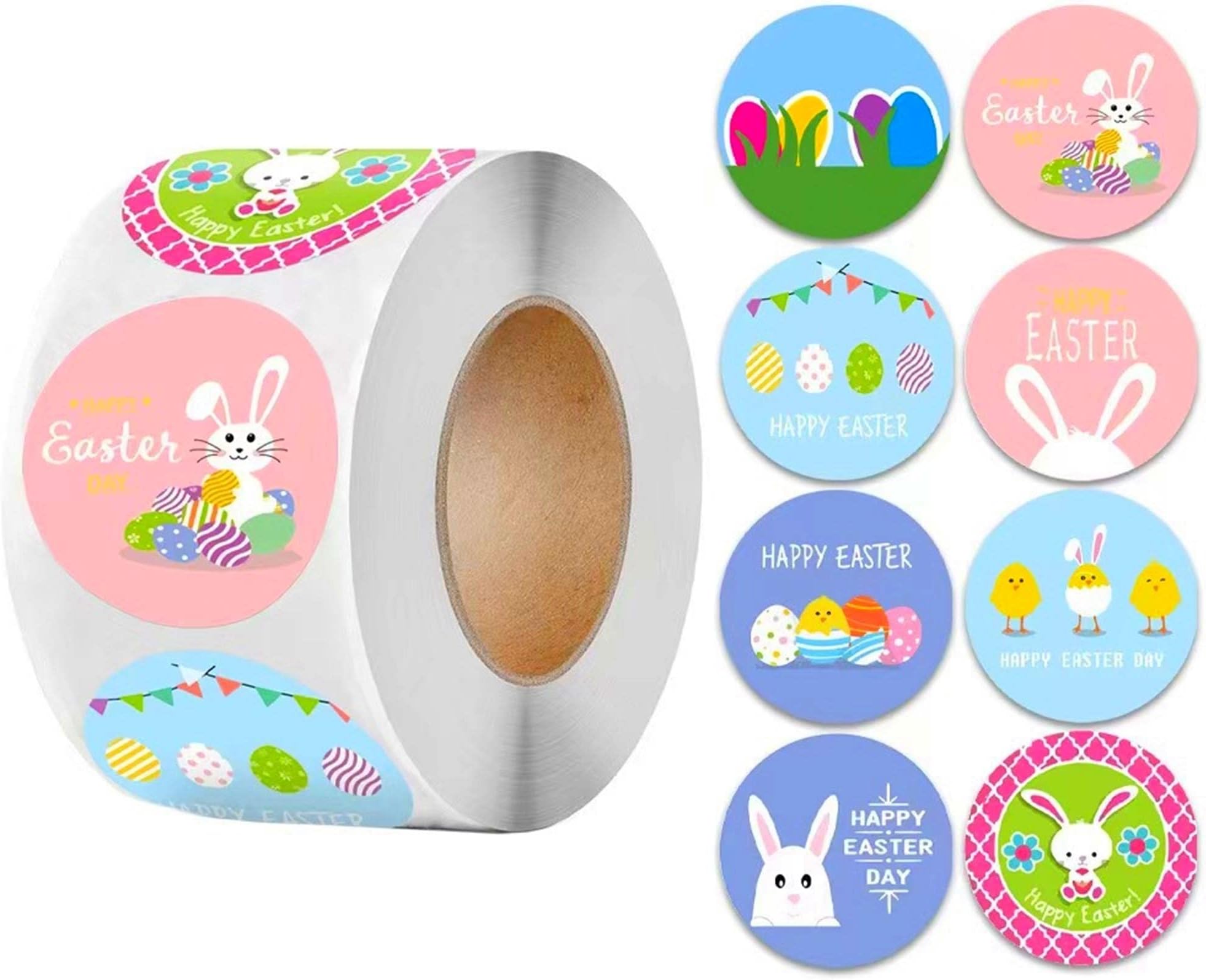 Amazon.com: 500Pcs Easter Stickers Labels Roll 1Inch 8 Designs Round ...