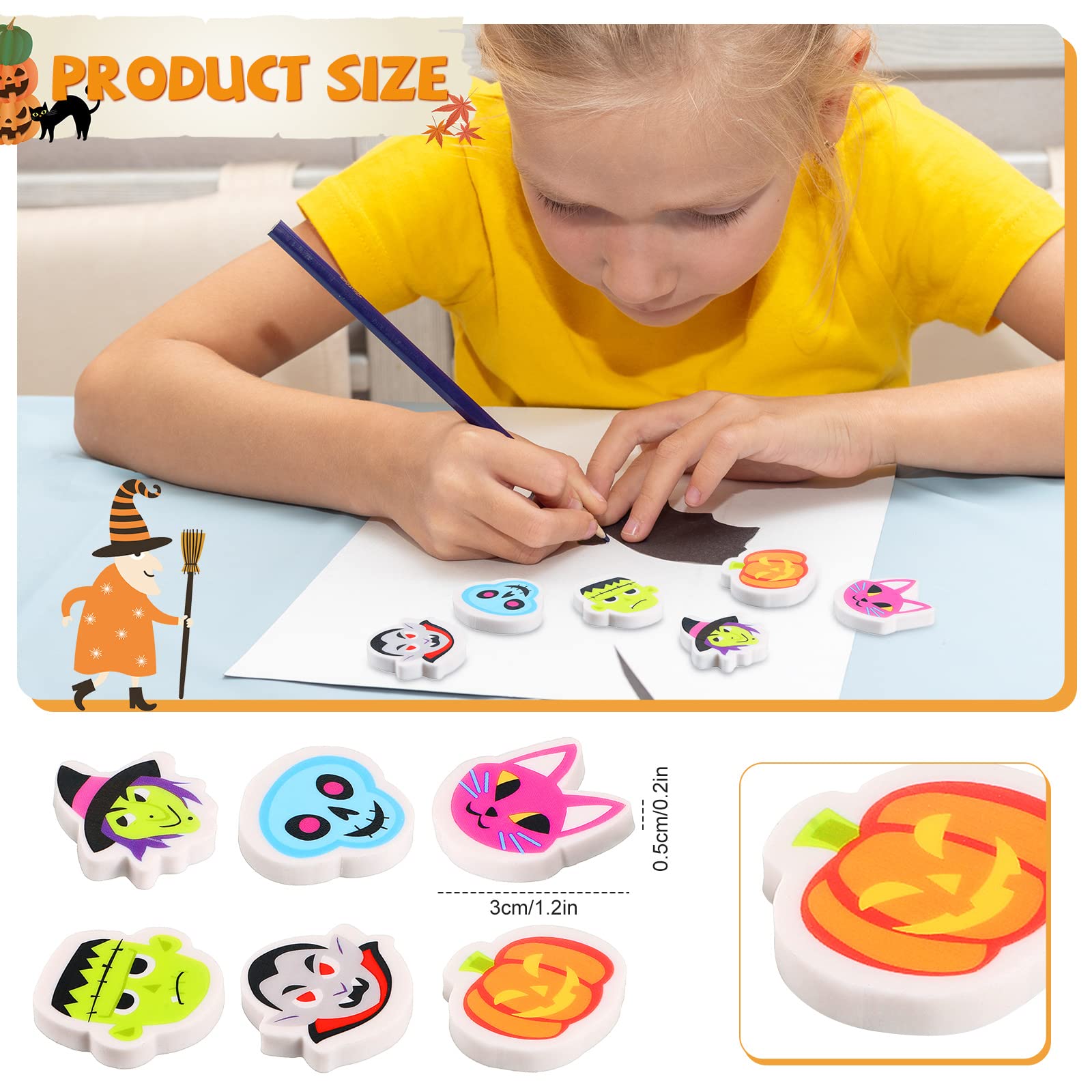 Snapklik.com : Halloween Erasers For Kids Bulk Pumpkin Eraser Fun Small ...