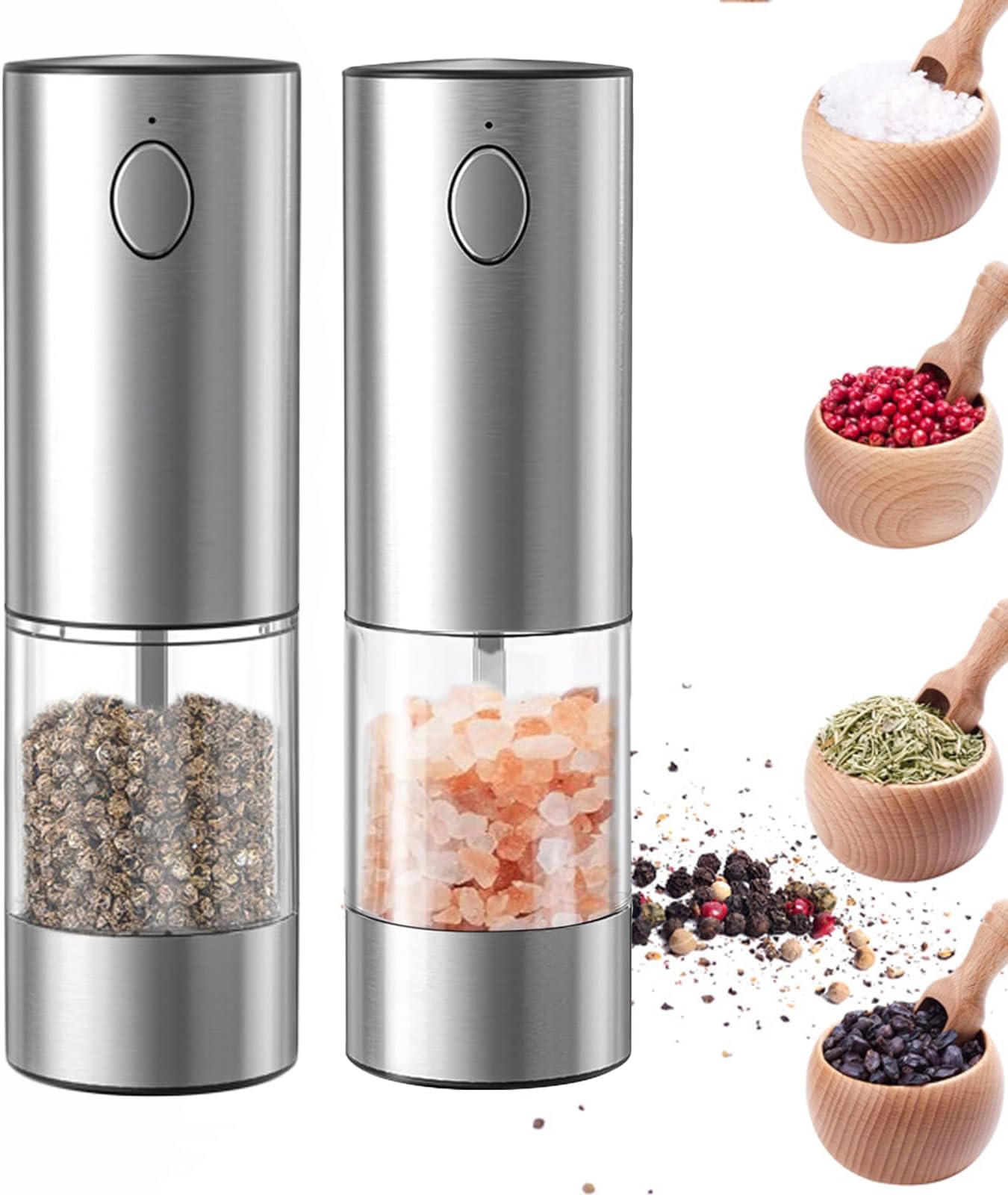 Amazon.com: Electric Salt and Pepper Grinder Set - Automatic Salt and ...