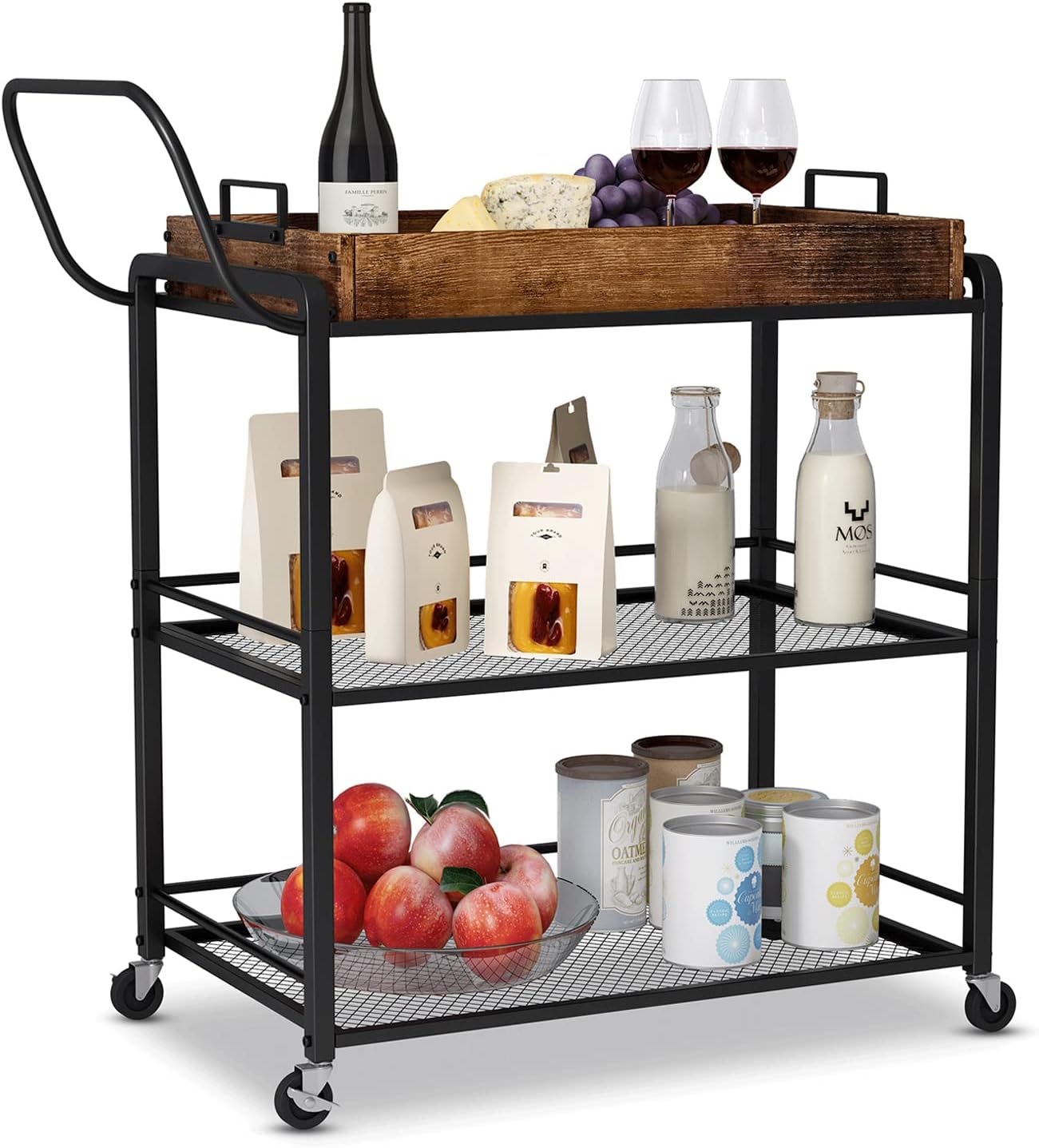 Buy Mr IRONSTONE Bar Cart, Kitchen Serving Cart for Home with Wheels ...