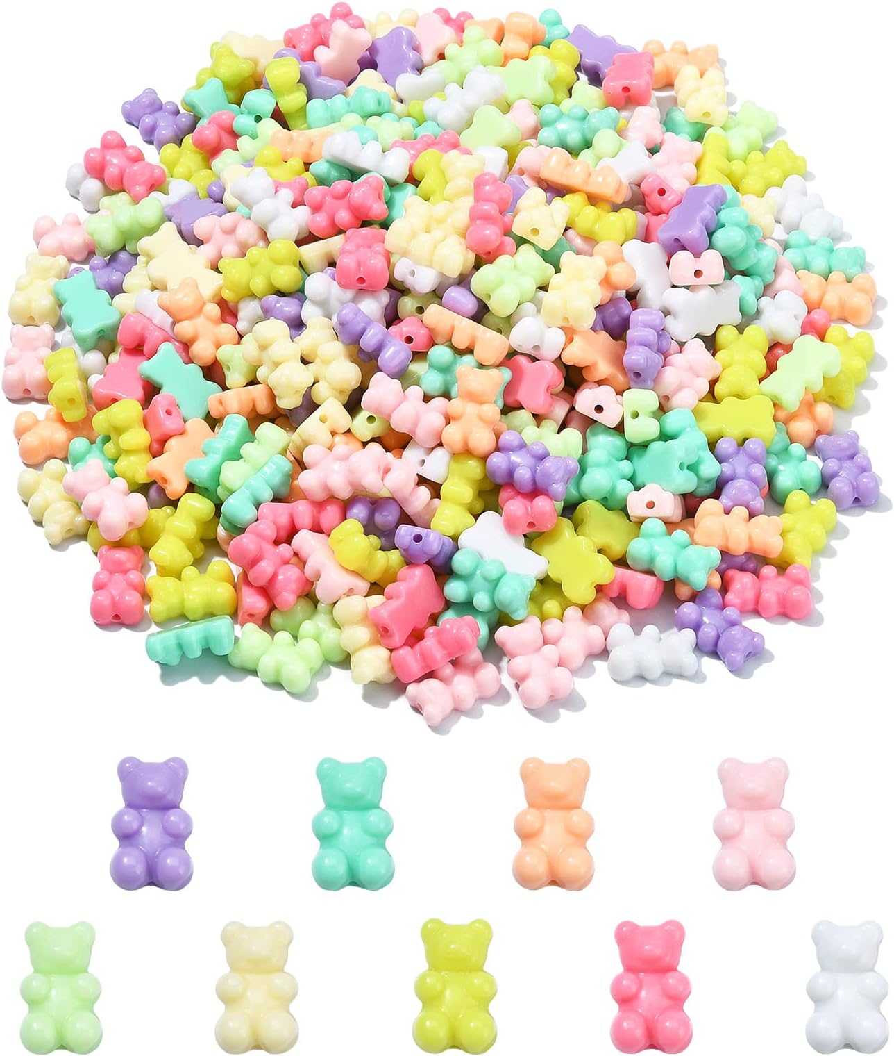Amazon.com: 120 Pieces 12 Colors Full Size Gummy Bear Bead Charms with ...