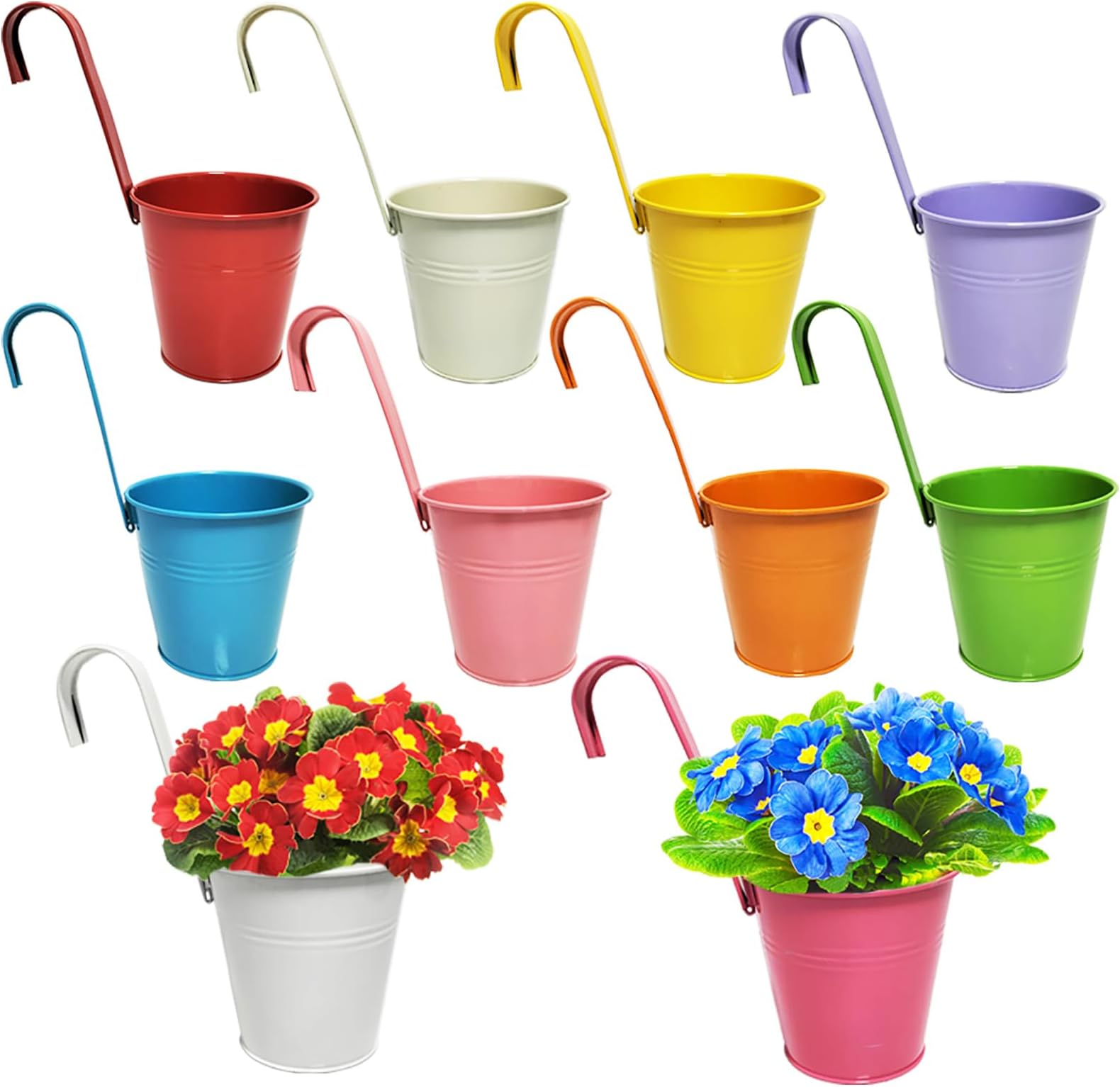Amazon.com: Layhit 20Pcs Multi Color 10inch Metal Iron Hanging Planters ...