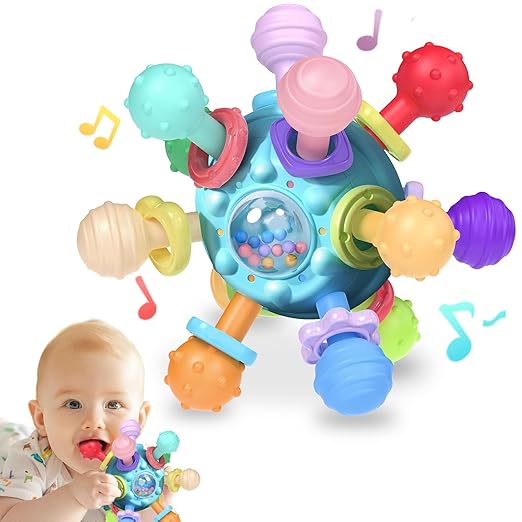 Amazon.com : Baby Montessori Teething Toys 0-6 6-12 Month, Food Grade ...