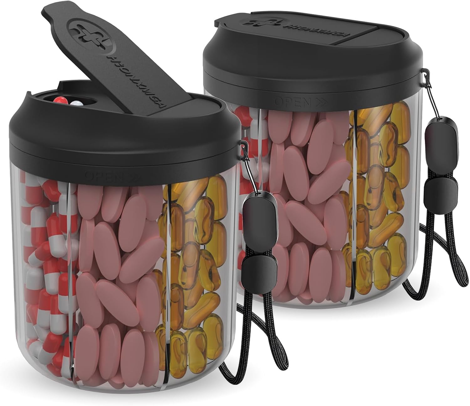 Amazon.com: Pill Dispenser with 7 Large Compartments, Pill Bottle ...