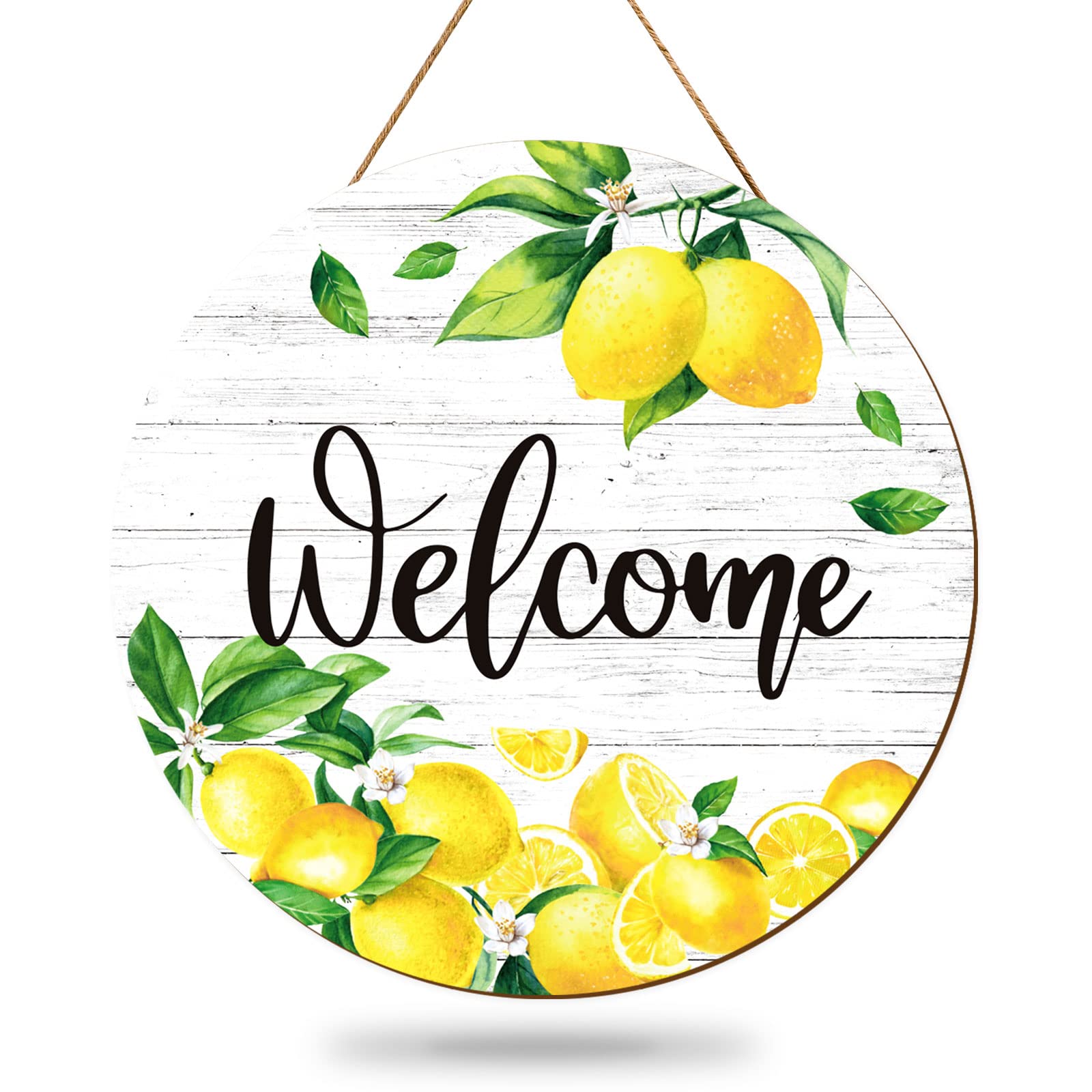 Amazon.com: Whaline Lemon Welcome Door Sign Summer Lemon Wooden Hanging ...