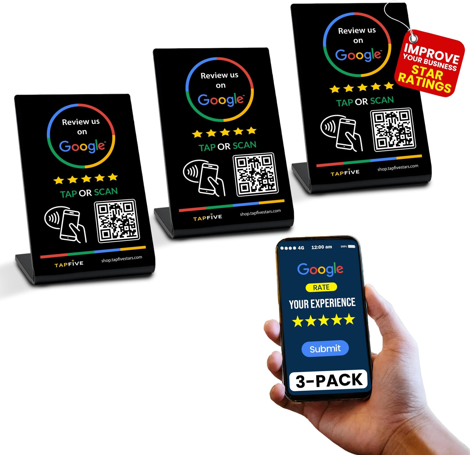 Amazon.com : Tap Google Review Stand by TapFive - Tap for Instant ...