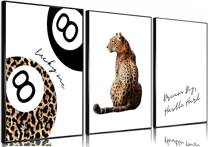 Amazon.com: HEIWPMGY Set of 3 Leopard Wall Art Cheetah Print Luxury ...
