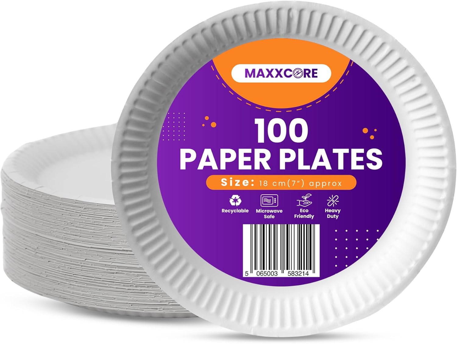 MaxxCore Paper Plates 7 inch - 100-Pack Disposable Plates - Heavy Duty ...