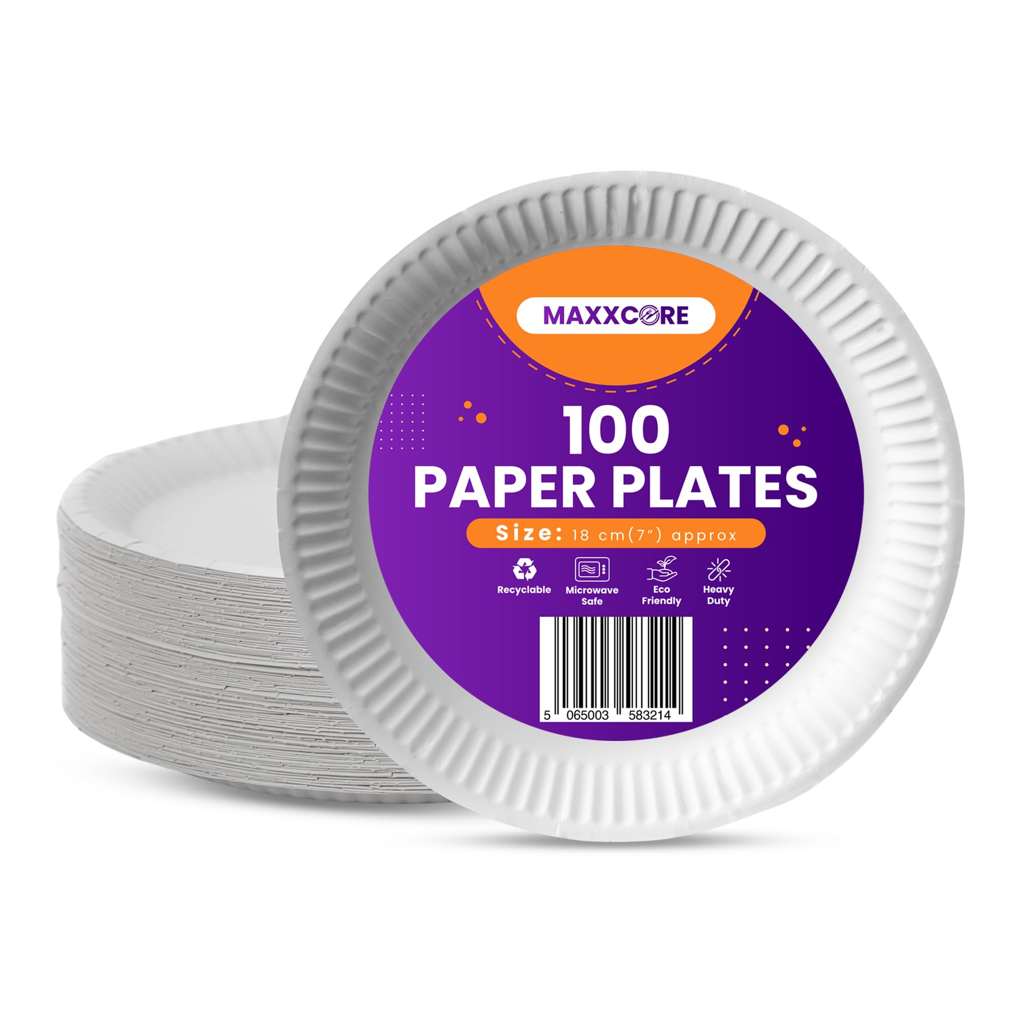 MaxxCore Paper Plates 7 inch - 100-Pack Disposable Plates - Heavy Duty ...