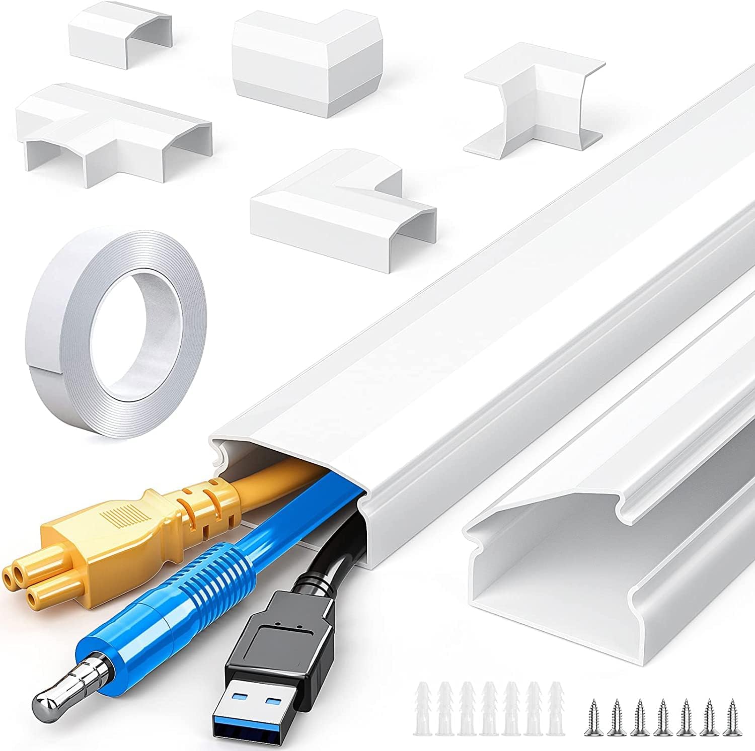 MUDEELA Cable Trunking White, 3.2M Cable Trunking Self Adhesive, Wire ...