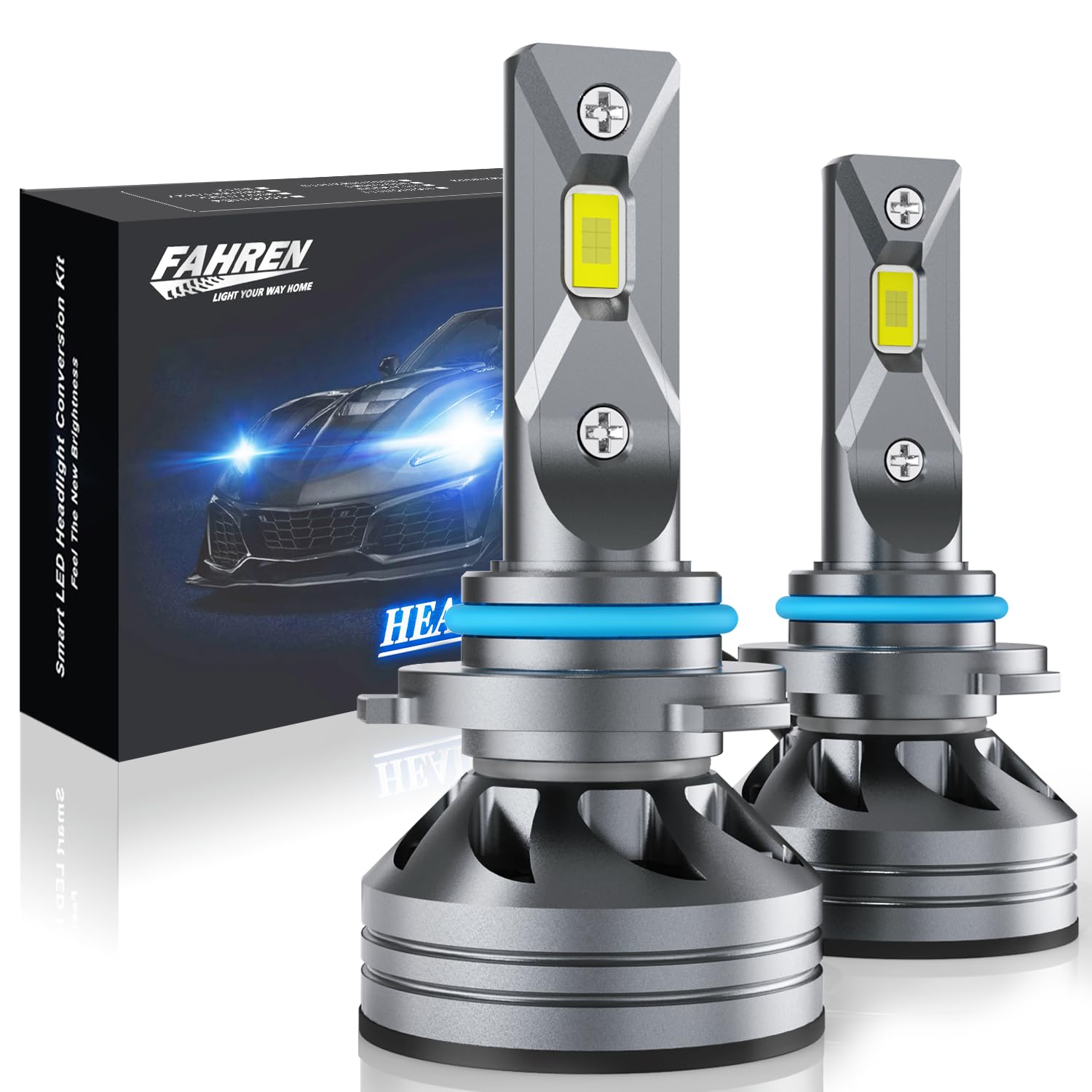 FAHREN 9005/HB3 LED Headlight Bulbs, 26000LM 700% Super Bright LED ...