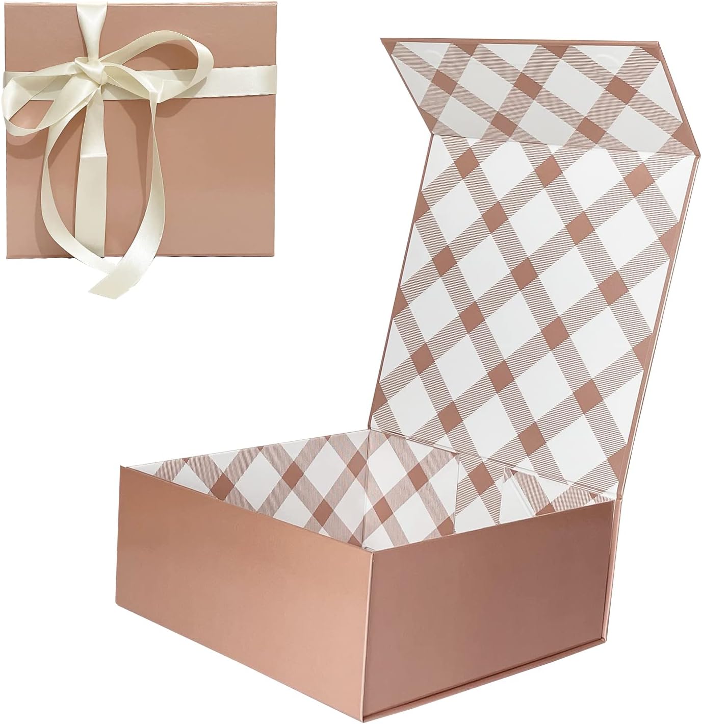 Tekhoho Rose Gold Gift Box with Lid, Present Box for Gifts, Square ...