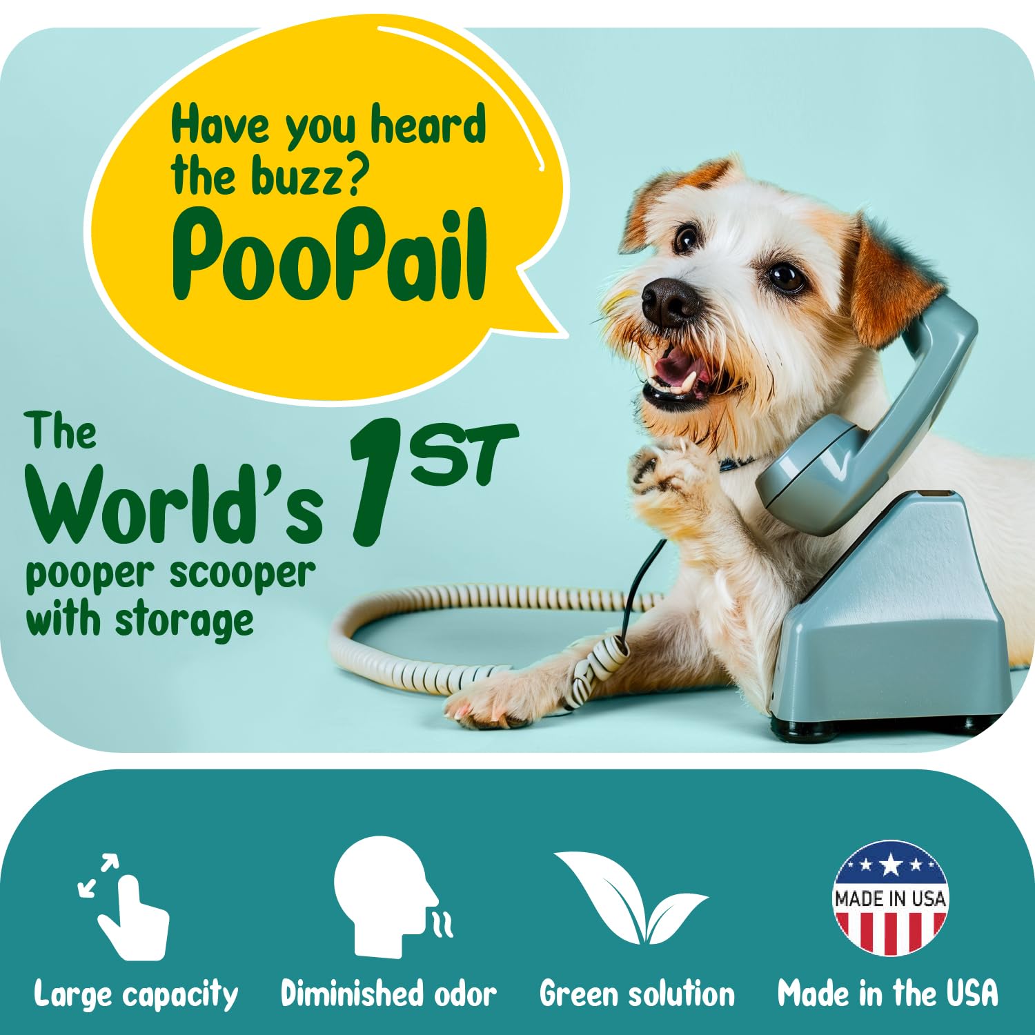 PooPail - Tall with Wheels, 2-in-1 Backyard Dog Poop Solution, Pooper ...