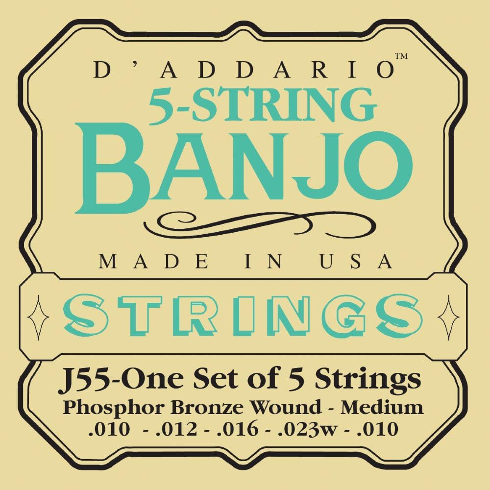 Amazon.com: D'Addario EJ55 Banjo Strings 5 String Set - Banjo Strings Set - Phosphor Bronze ...