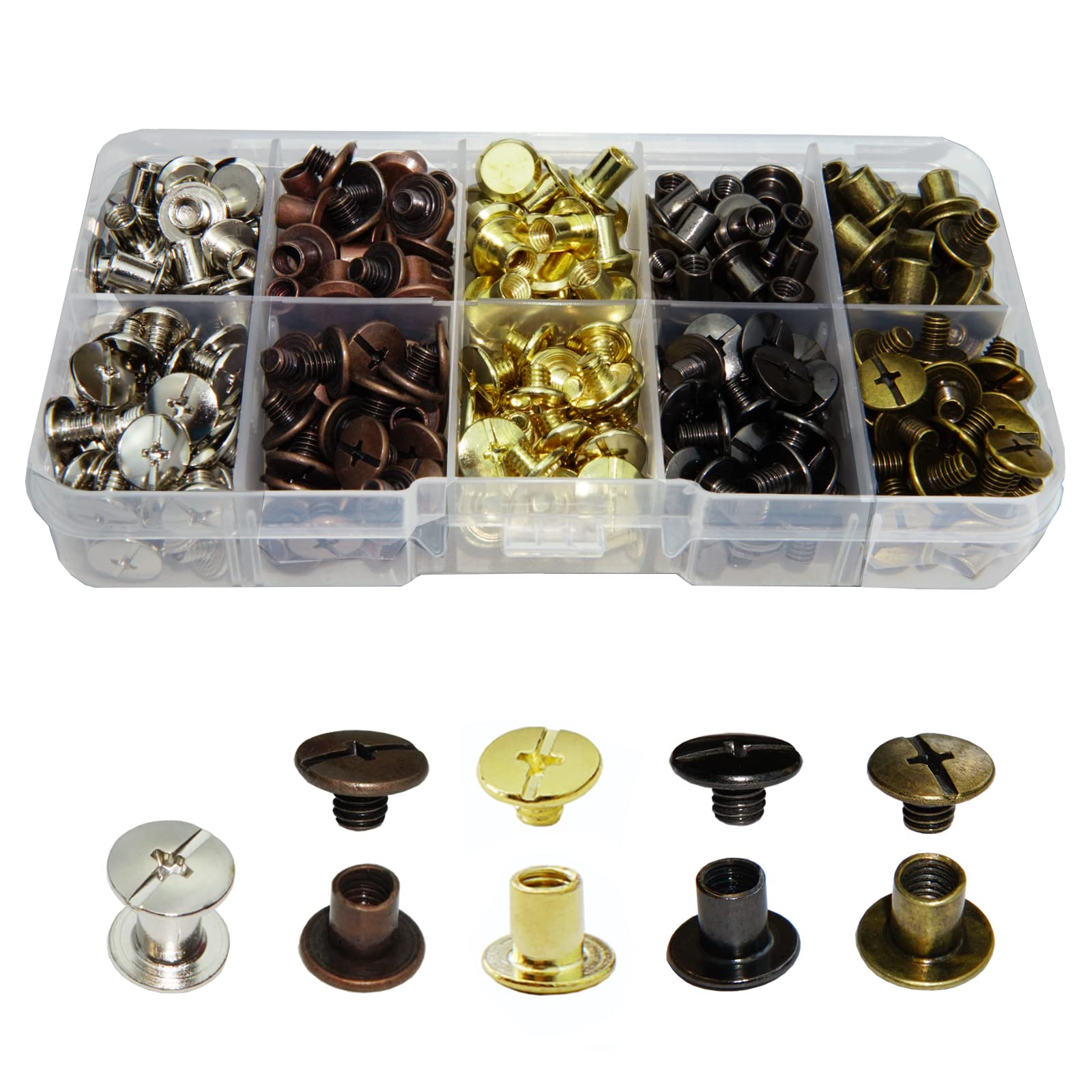 Amazon.com: YMAISS 160 Sets Chicago Screws 1/4in Bookbinding Binding ...