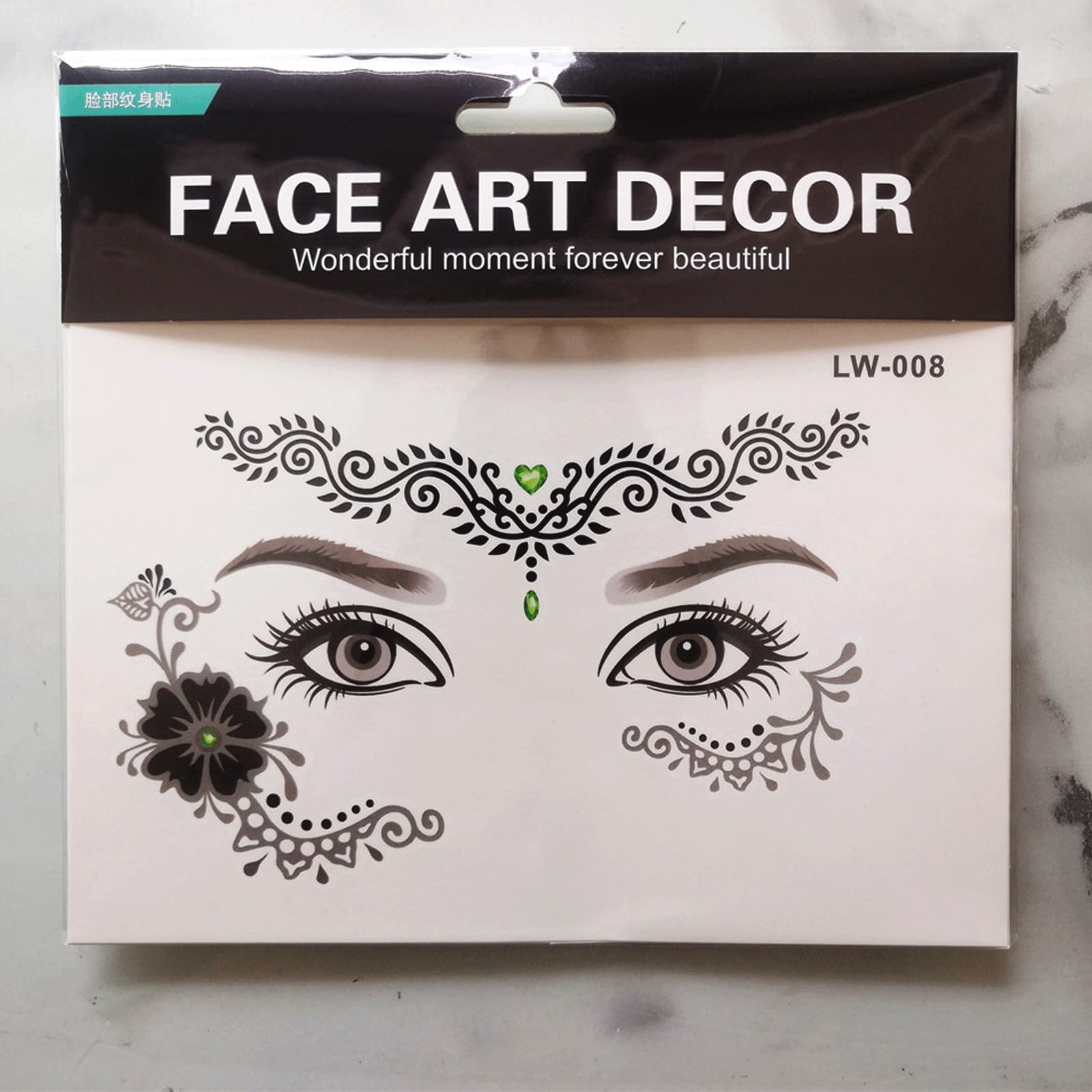 Black Lace Face Tattoos Glittery Face Eye Art Tattoo Sticker Quick