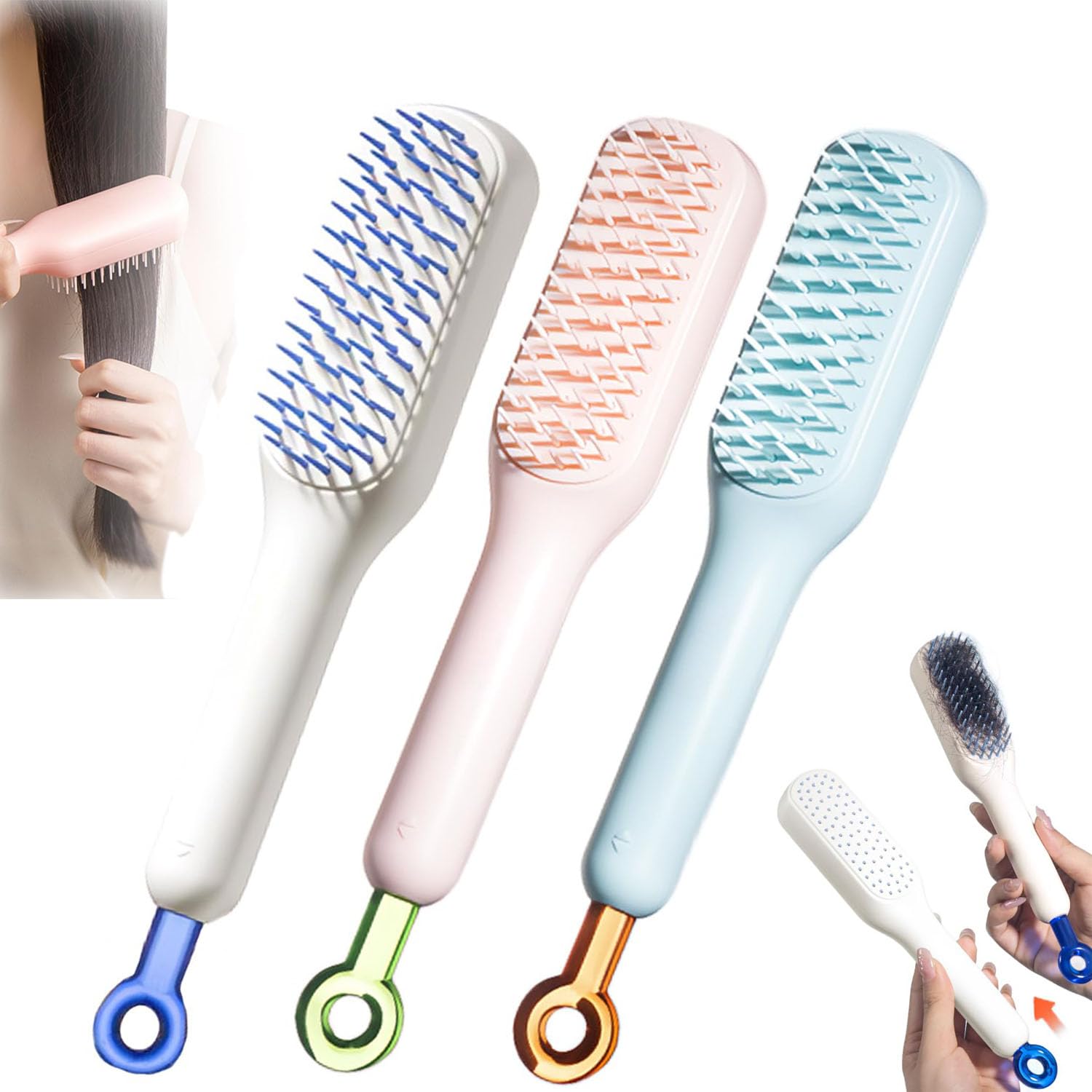 Amazon.com : Self Cleaning Hair Brush,self Cleaning Hair Brush For ...