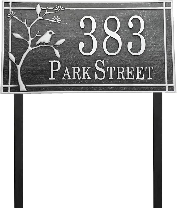 Amazon.com : Address Sign Lawn Mounted - Custom House Number Plaque ...