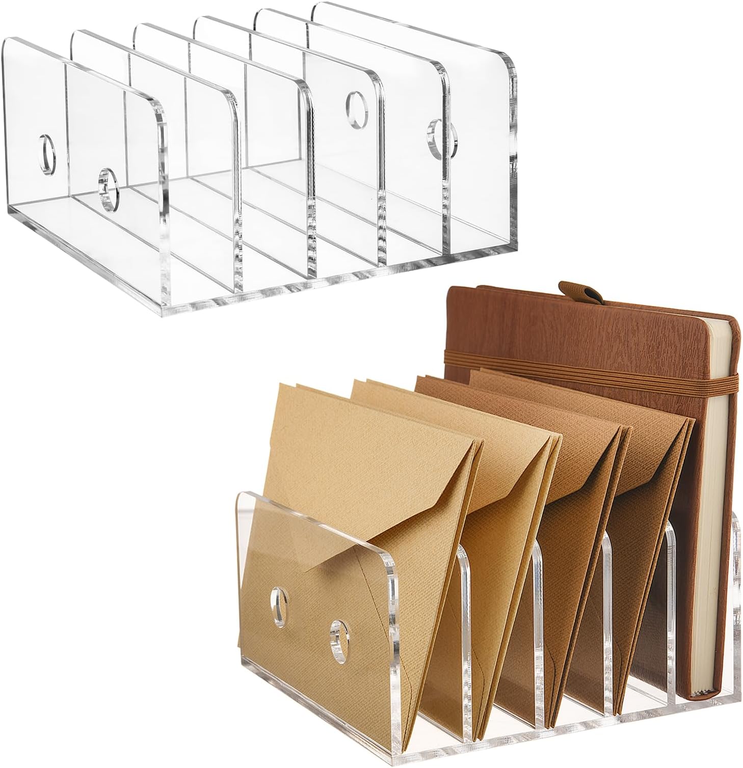 Winter Shore Acrylic File Organiser for Desk - 4-Section Clear Desk ...