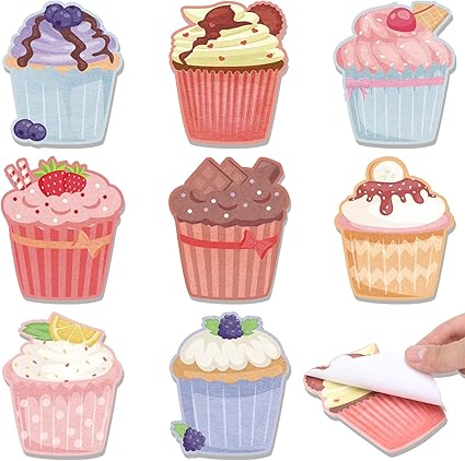 Amazon.com : Geyee 8 Pcs Sticky Notes Cupcake Shaped Sticky Notes Yummy ...