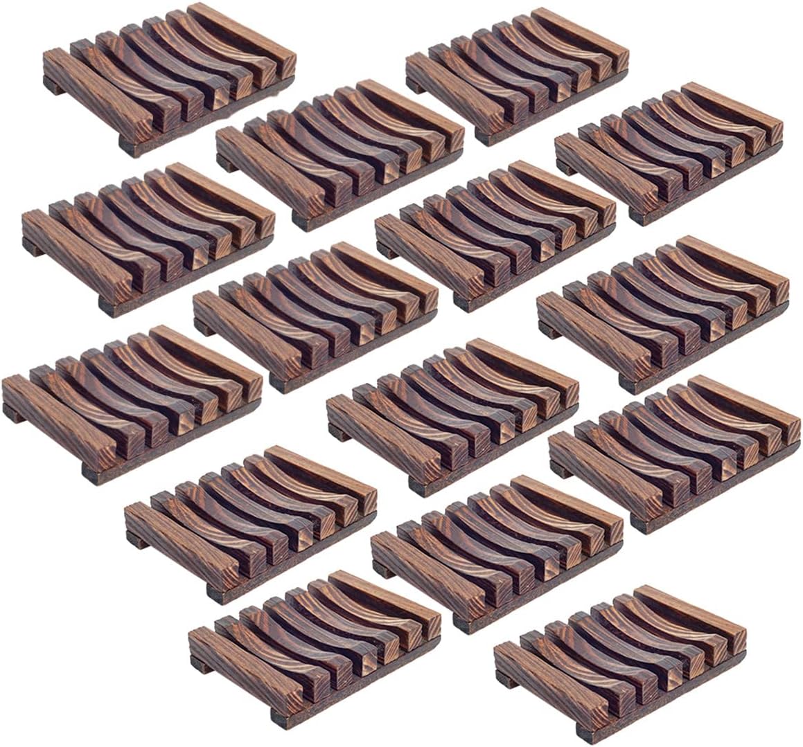 Amazon.com: 5 Pieces Wooden Soap Dish Holder Home Bathroom Hand Craft ...