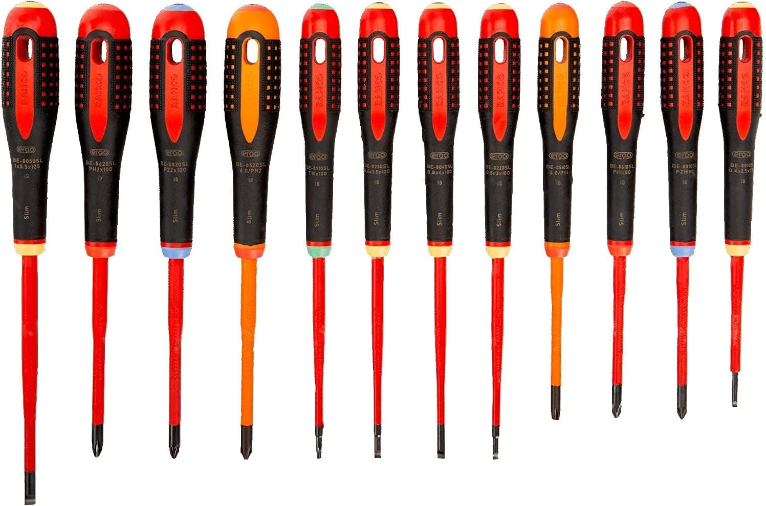 Bahco BE-9878SL Ergo 12 Piece VDE Insulated Slim Blade Screwdriver Set ...