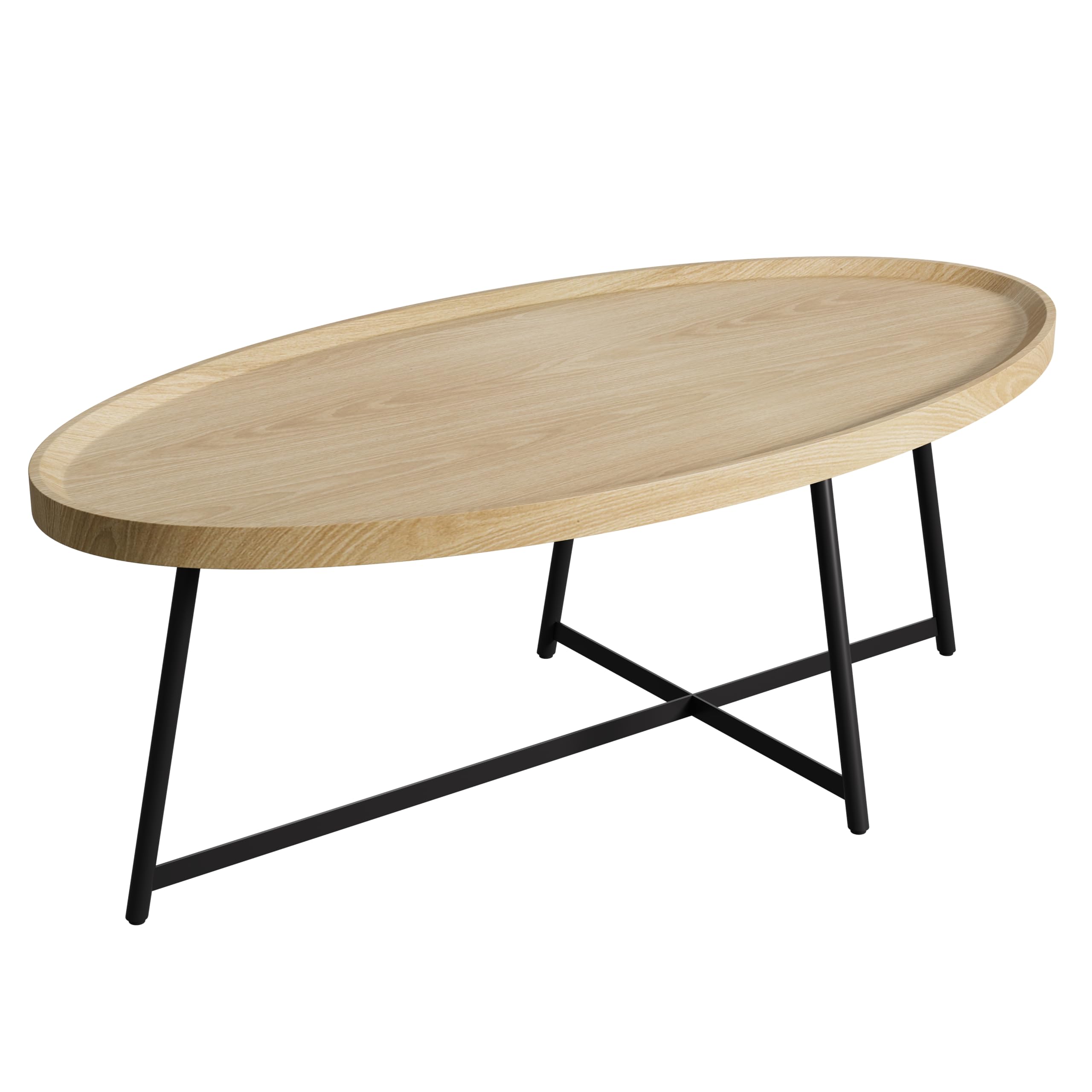 Amazon.com: Modern Coffee Table, Oval Wood Coffee Table Center Table ...