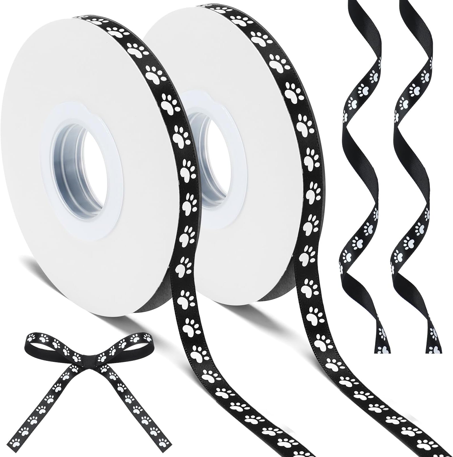 Amazon.com: 6 Rolls 30 Yards Dog Wired Edge Ribbon cat Paw Print Burlap ...