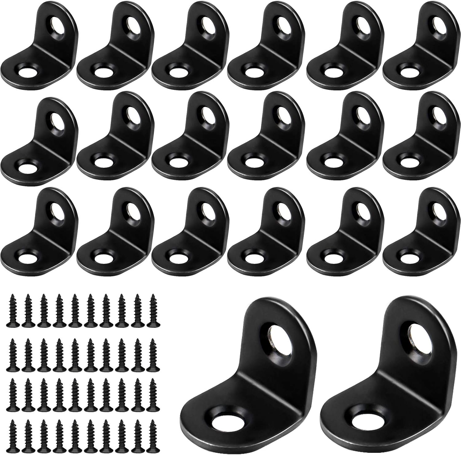 20 Pcs Black Cupboard Brackets L Shape Right Angle Brackets for Shelves ...