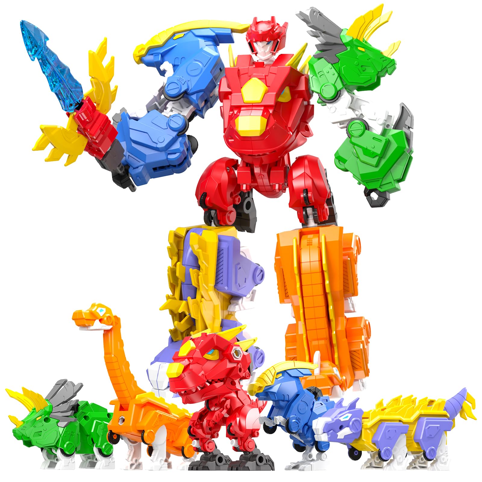 Transformer Toys 6+ Kids 5-in-1 Dinosaur Transforming Robot Toy ...