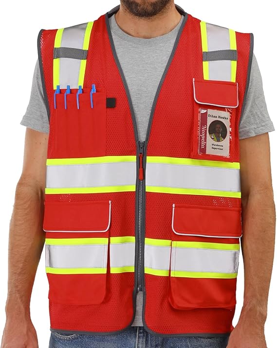 Neopelta Reflective Safety Vest Red Mesh, High Visibility Vest with ...