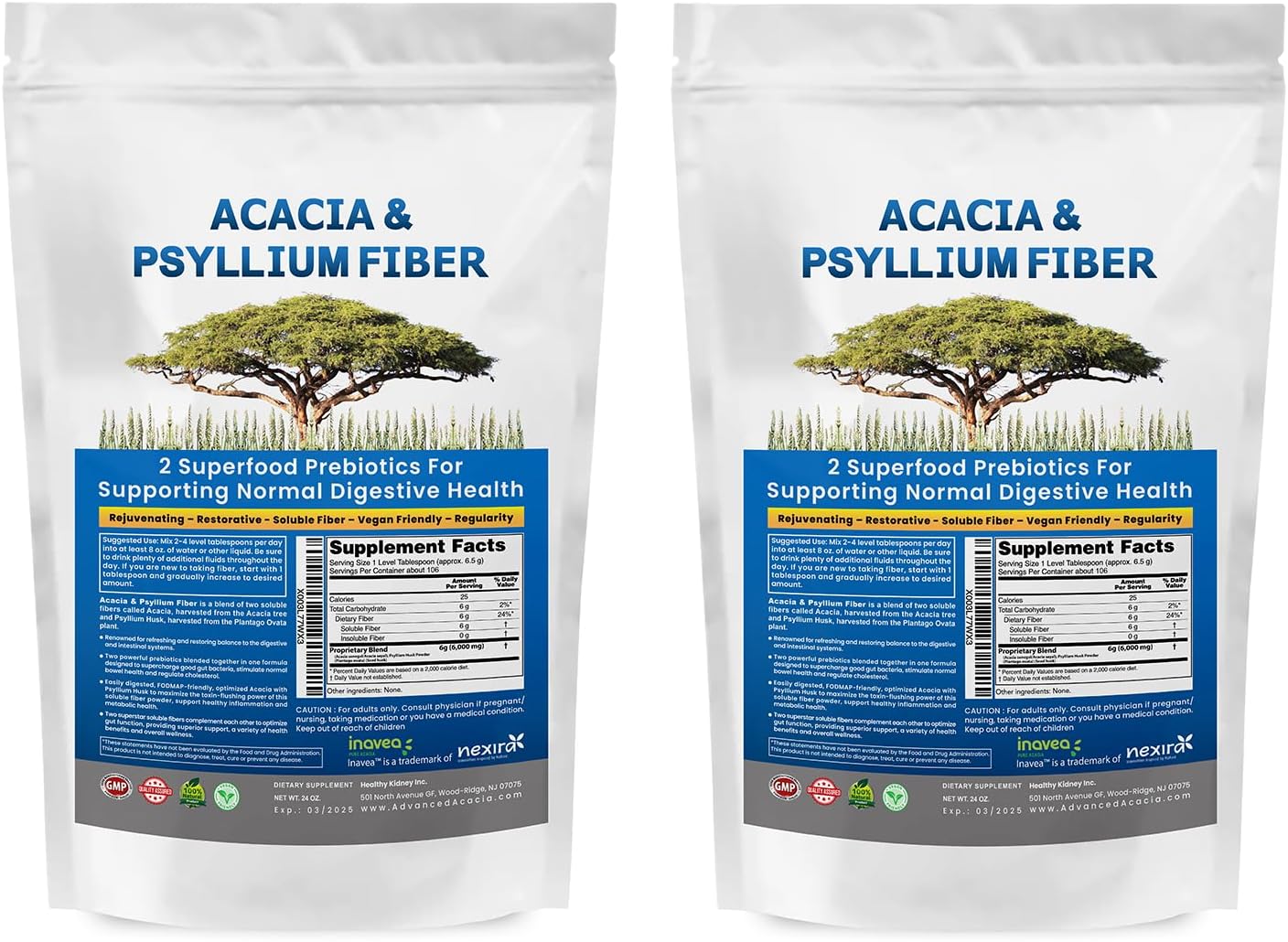 Kidney Restore Acacia & Psyllium Husk Fiber Powder - Prebiotic ...