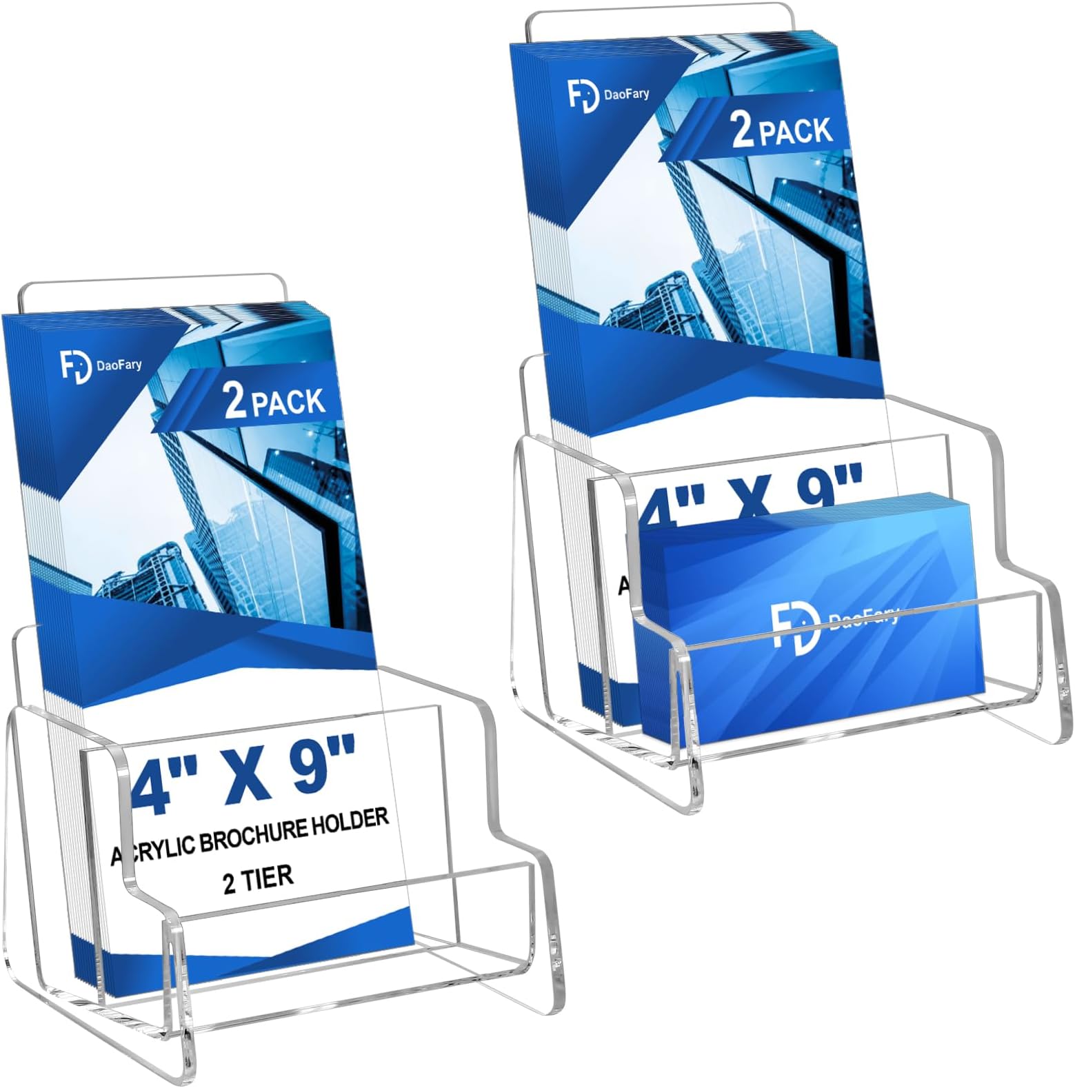 Amazon.com: NIUBEE 2-Pack Acrylic Brochure Holder 4‘’ , Clear Brochure ...