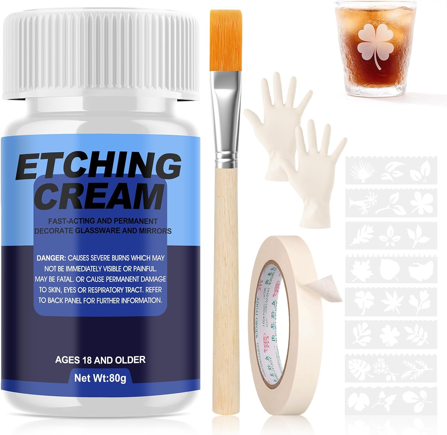 WANJAO Glass Etching Kit, Armour Etch Reuse Long-Lasting with Etching ...