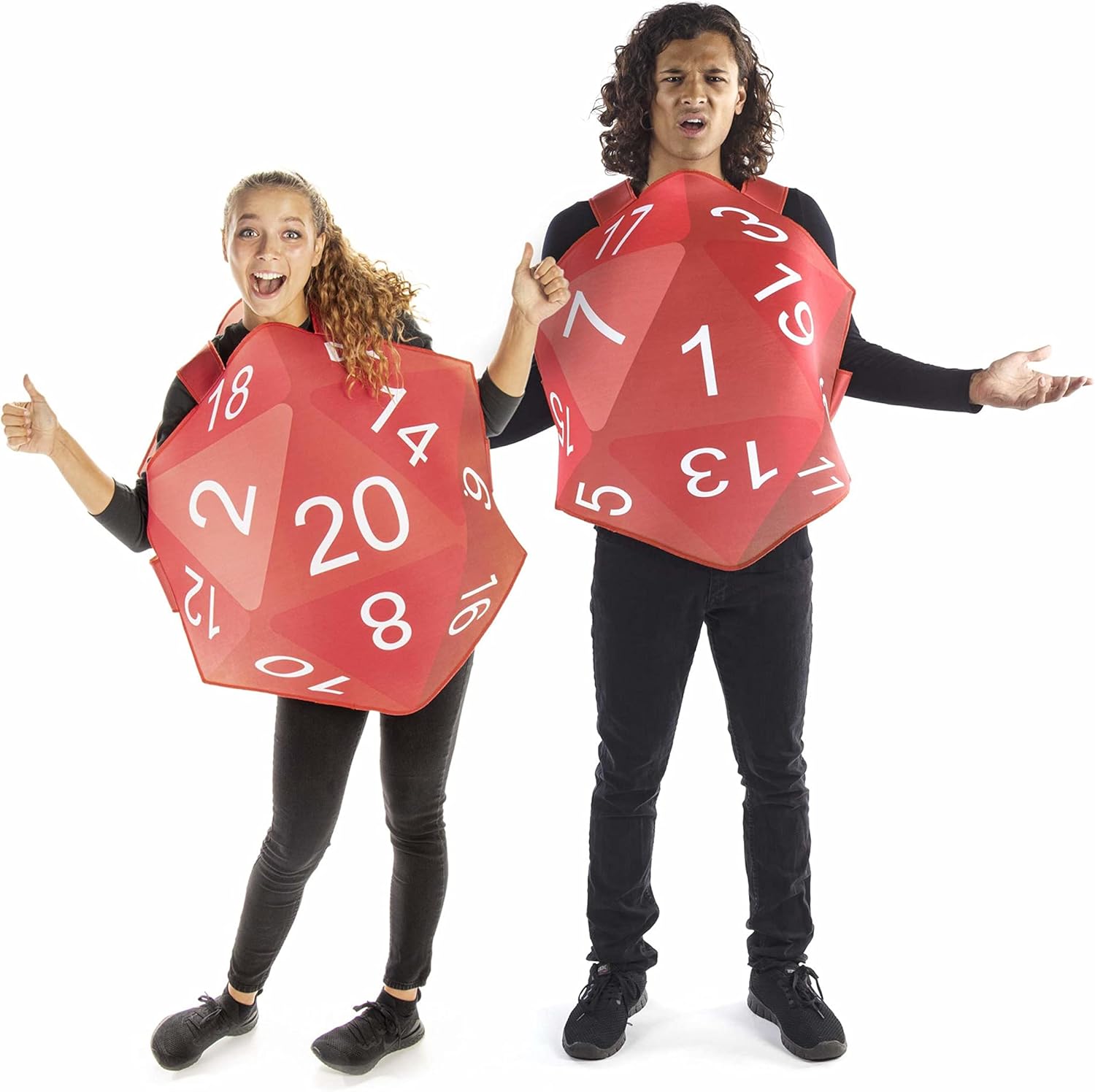 Amazon.com: Crit Hit & Crit Fail d20 Dice Couples Halloween Costumes ...