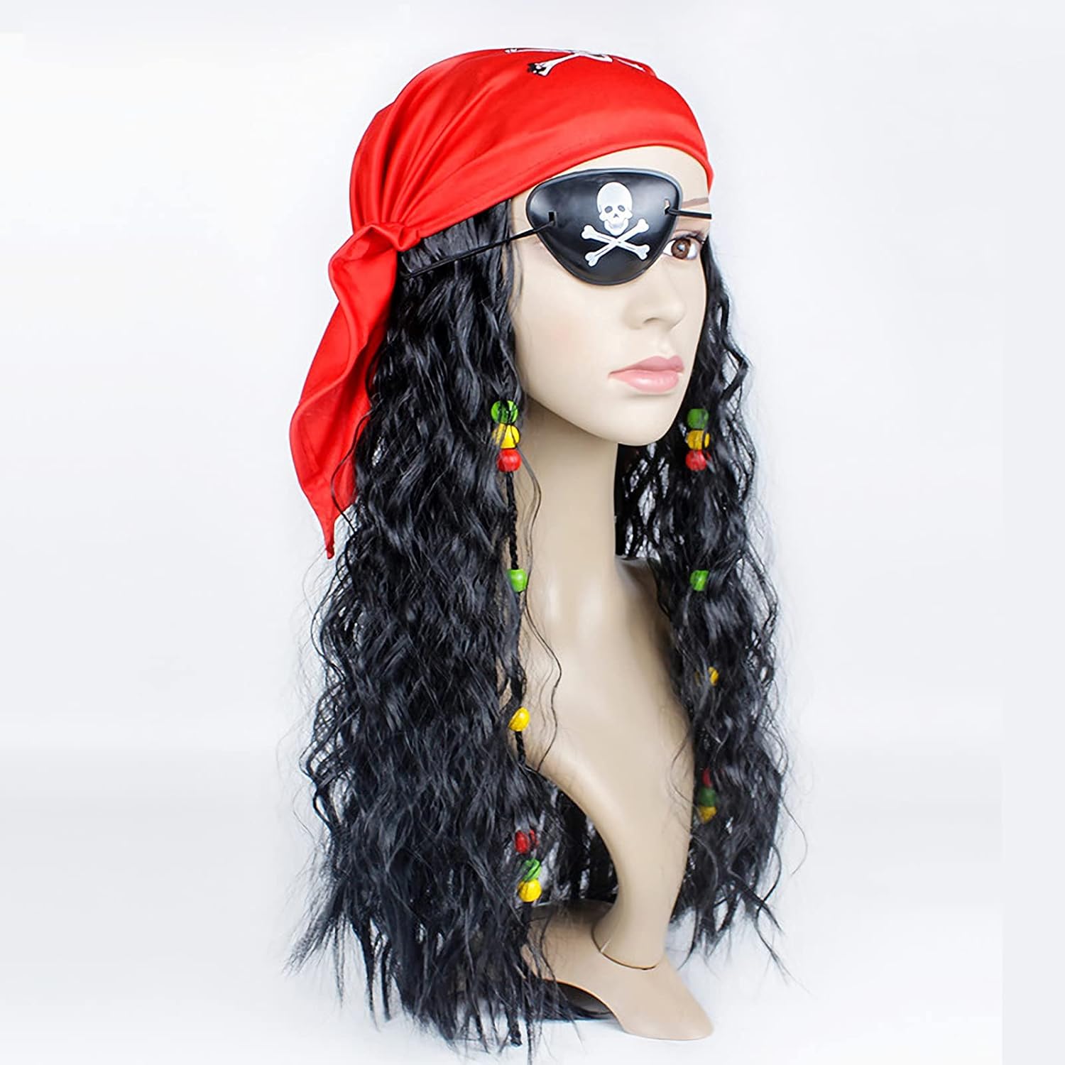 Pirate Wig Hat Pirate Costume Set Dreadlock Wig Eye Patch Bandana ...