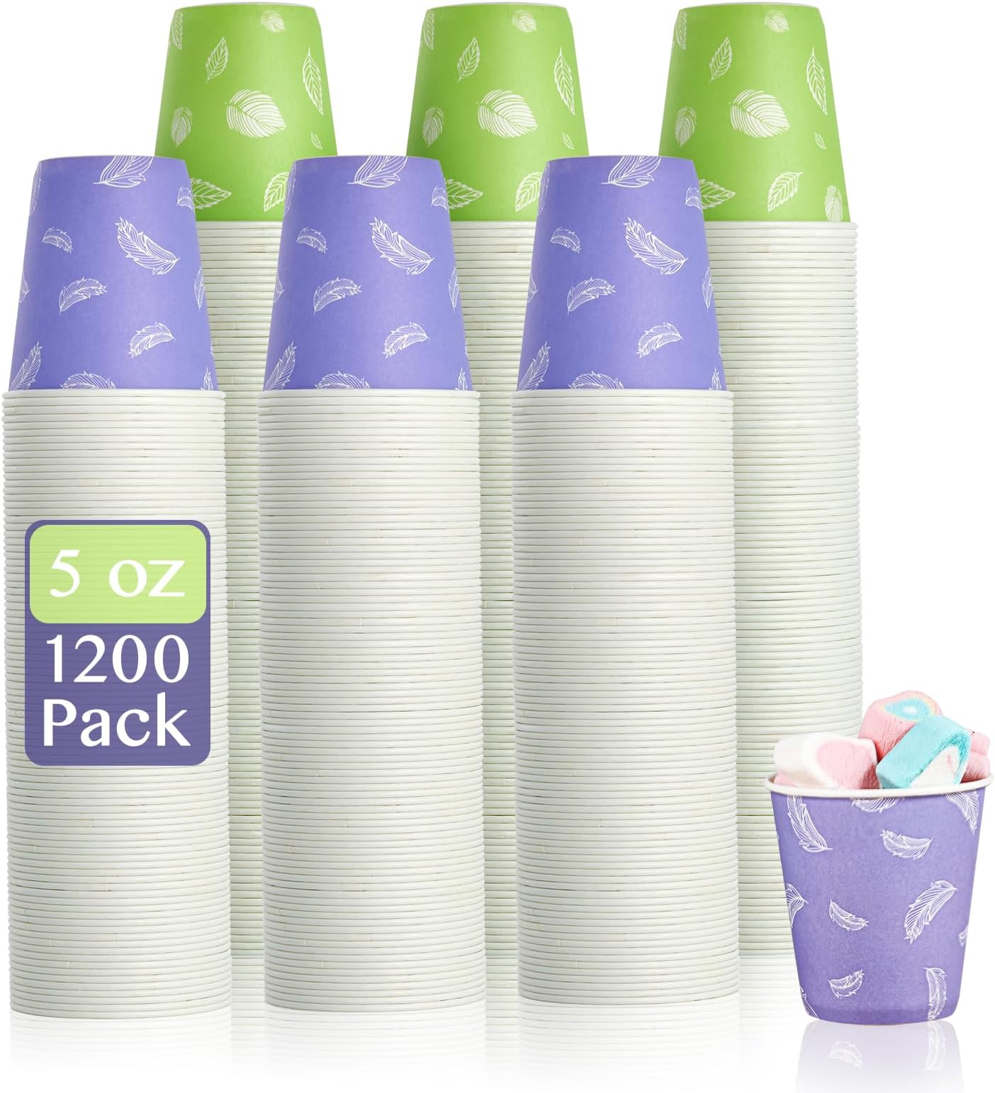 Amazon.com: Yeaqee 1000 Pack Multicolor 5 oz Small Paper Cups Bulk 5 oz ...