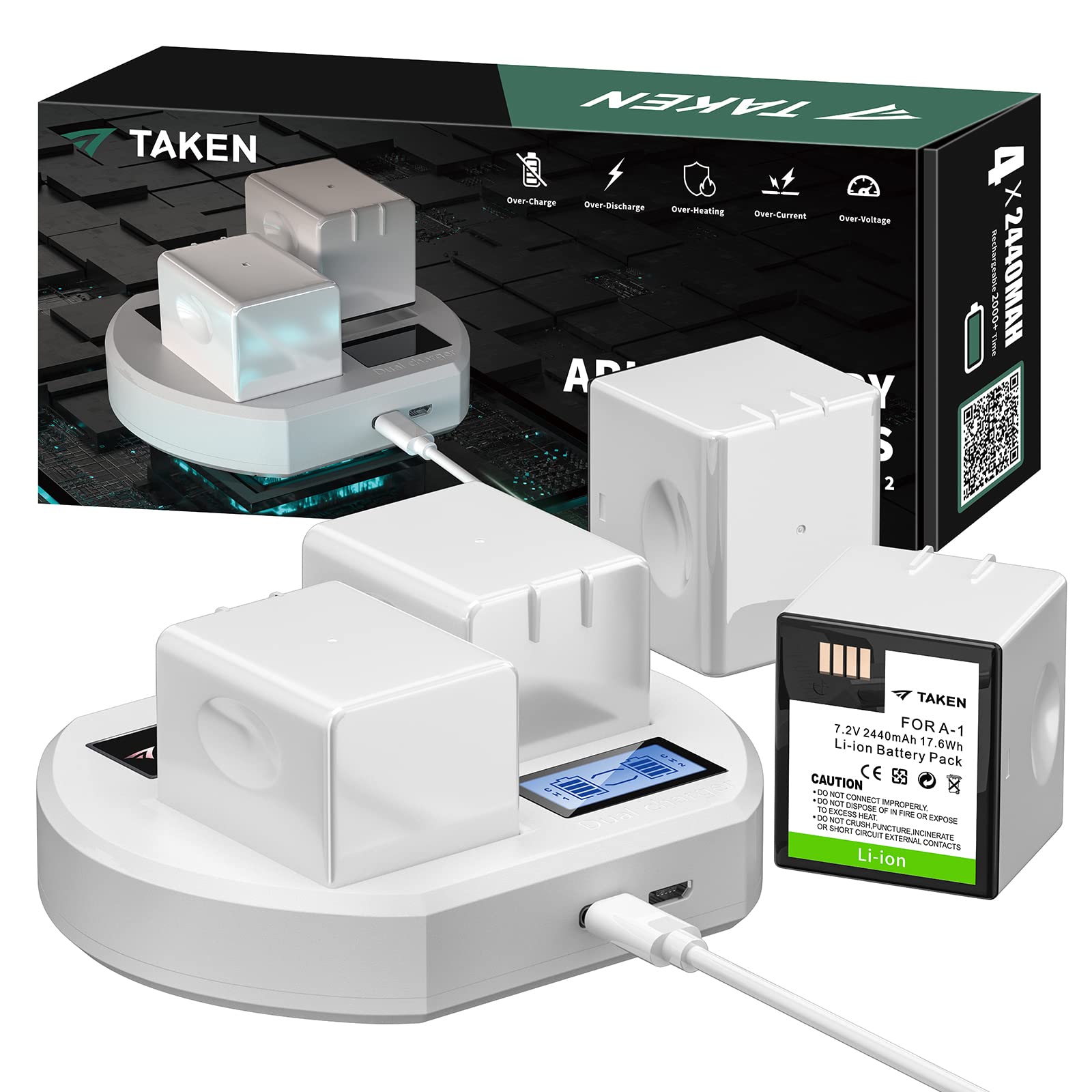 Batteries for Arlo Pro and Arlo Pro 2 Surveillance Camera, 4-Pack 7.2V ...