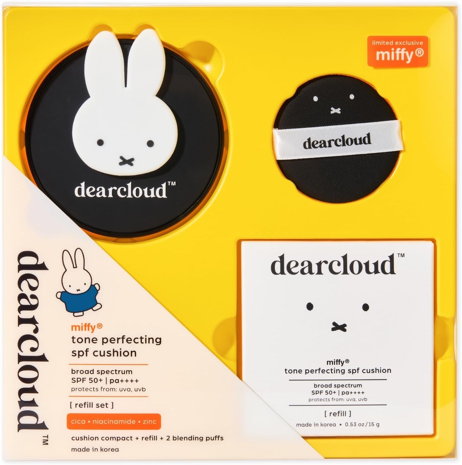 Amazon.com: dearcloud x Miffy Dear Sun Tone Perfecting SPF Cushion ...