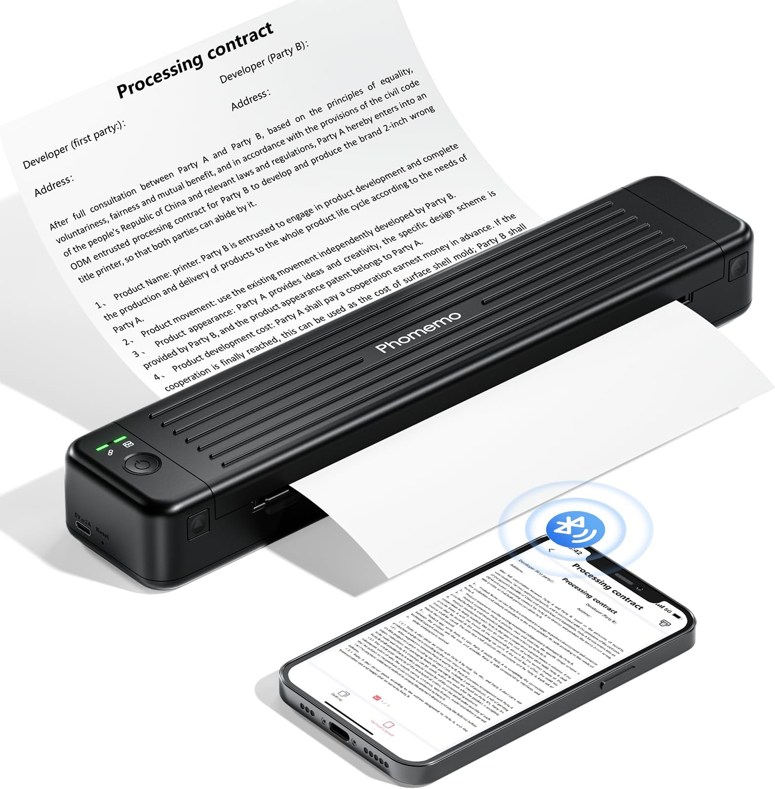 Phomemo Portable Printers Wireless for Travel, P831 Bluetooth Thermal ...