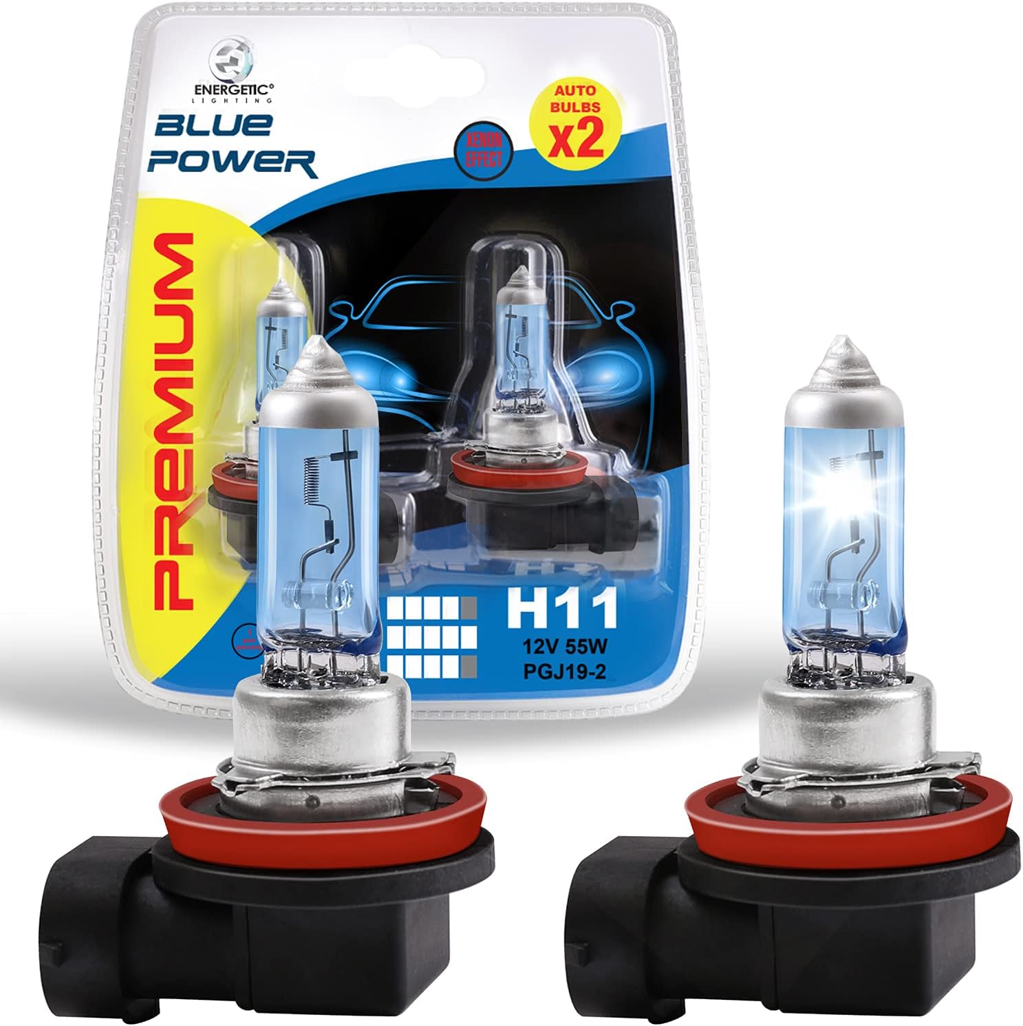 Amazon.com: H11 Halogen Car Headlight Bulb, 5000K Super White Light ...