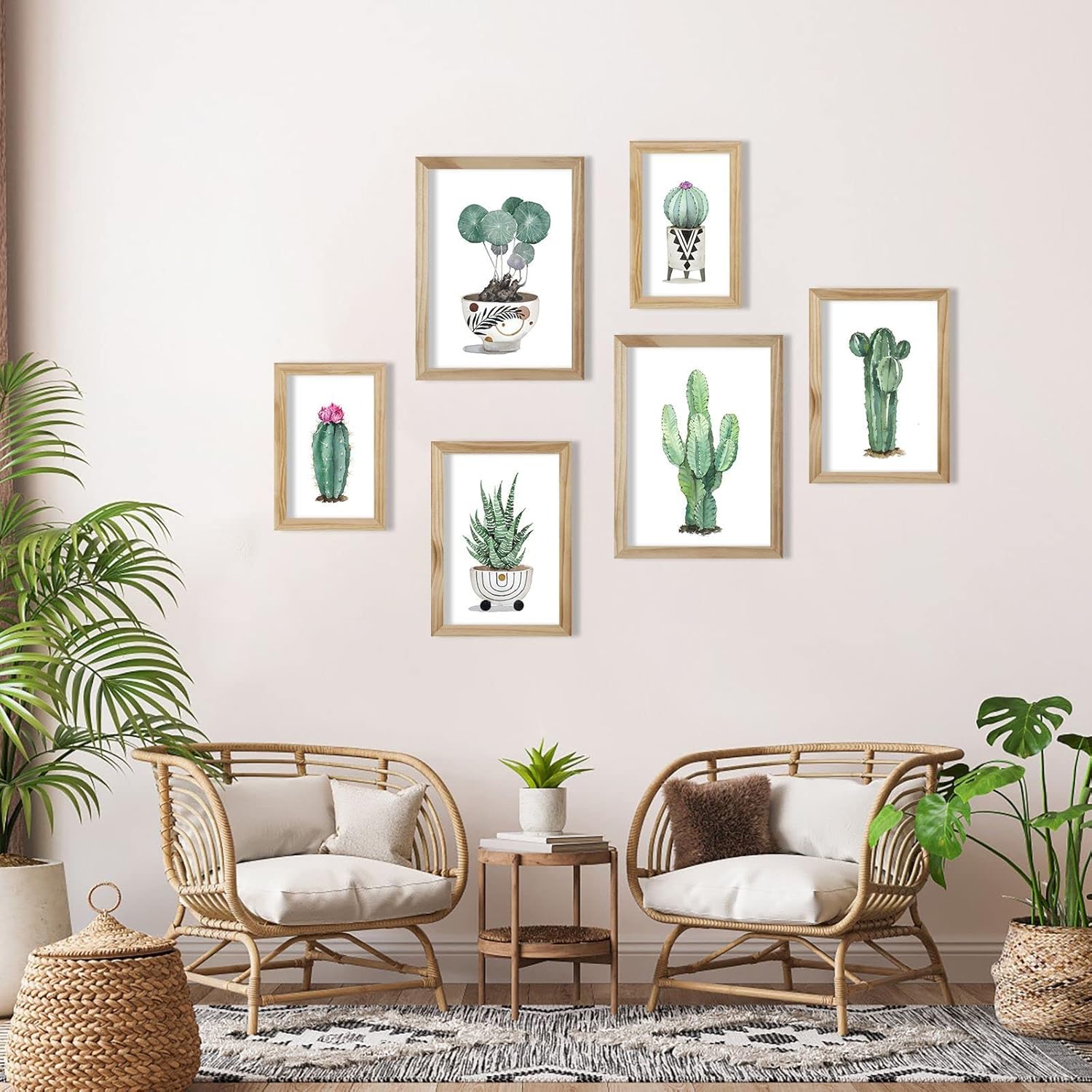 Amazon.com: Boho Cactus Canvas Wall Art: Bohemian Succulent Green Plant ...
