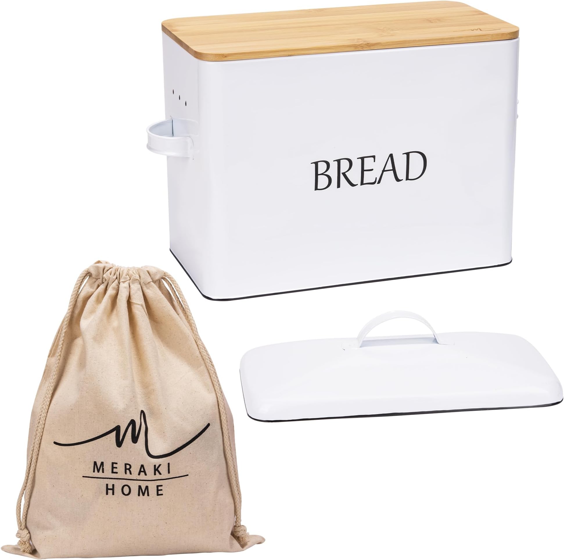 Amazon.com: Meraki Home Bread Storage Container with 2 Lids, Cotton ...