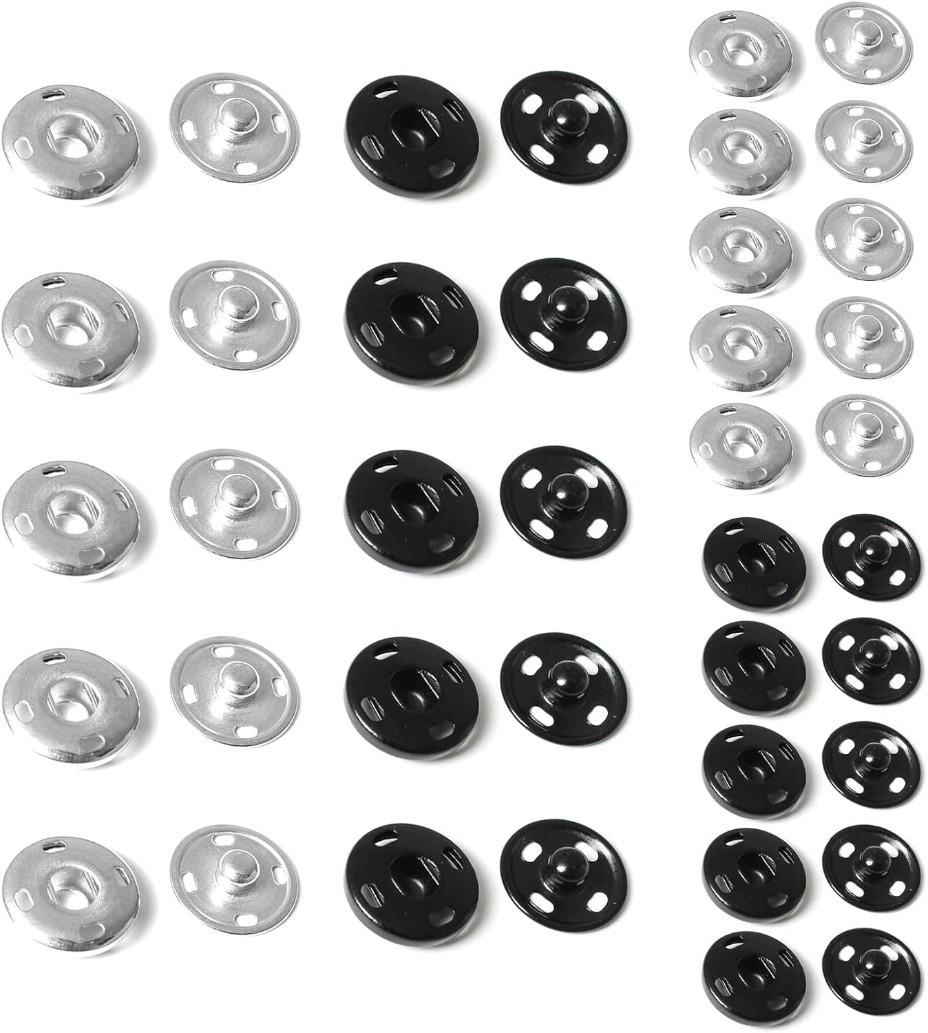 Press Studs Snap Fasteners, 20 Sets Sew on Snap Buttons Metal Clothes ...
