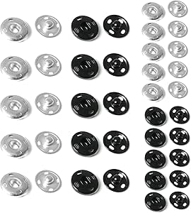 Press Studs Snap Fasteners, 20 Sets Sew on Snap Buttons Metal Clothes ...