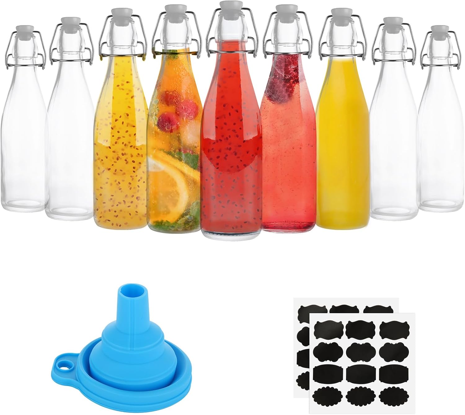 Amazon.com: GBACHOOSE 10 Pack Swing Top Glass Bottles, 16 Oz Flip Top ...