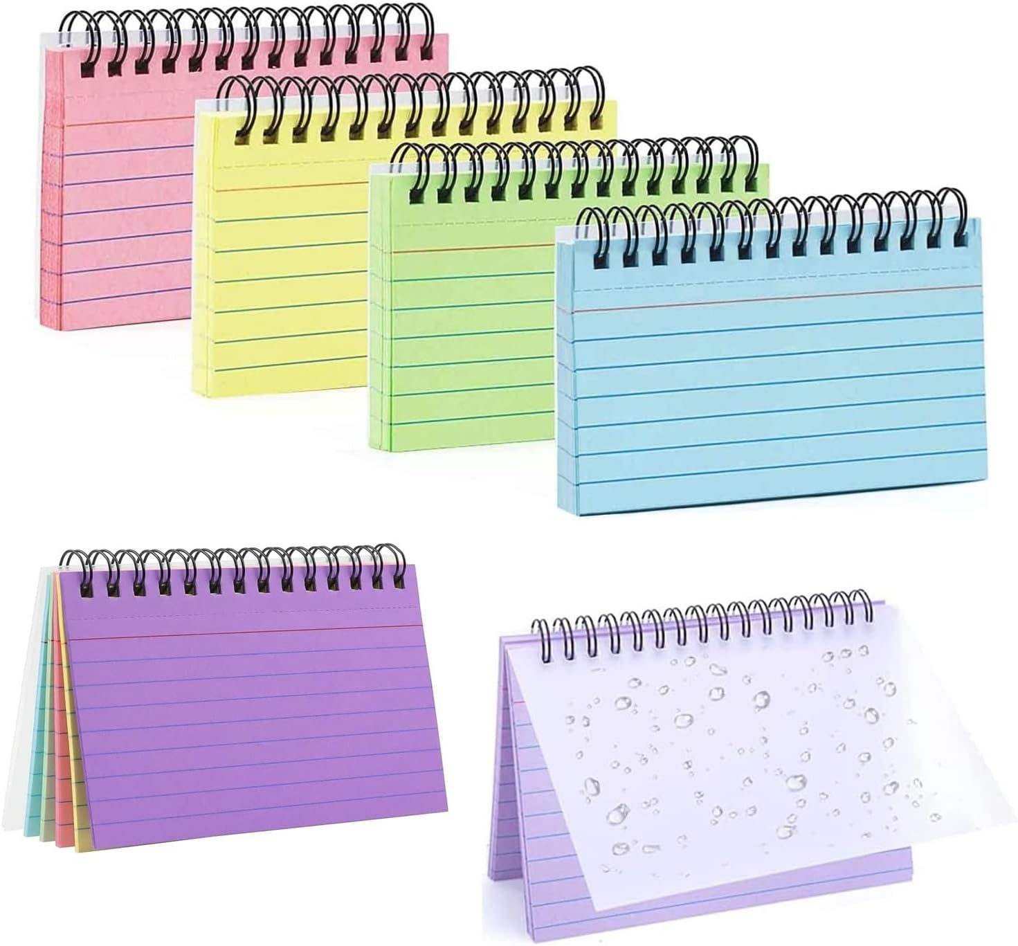 KECOLNA 6 Packs Coloured Index Cards, 300 Sheets, 5x3 Inches, Purple ...