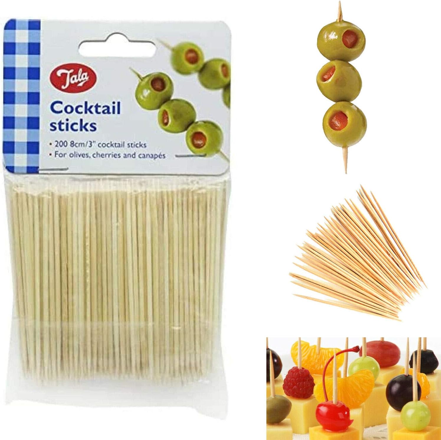 Citystores® 200 Cocktail Sticks – Wooden Toothpicks, Buffet & Canape ...