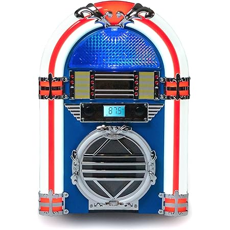Amazon.com: UEME Retro Tabletop Jukebox with Bluetooth, FM Radio, AUX ...