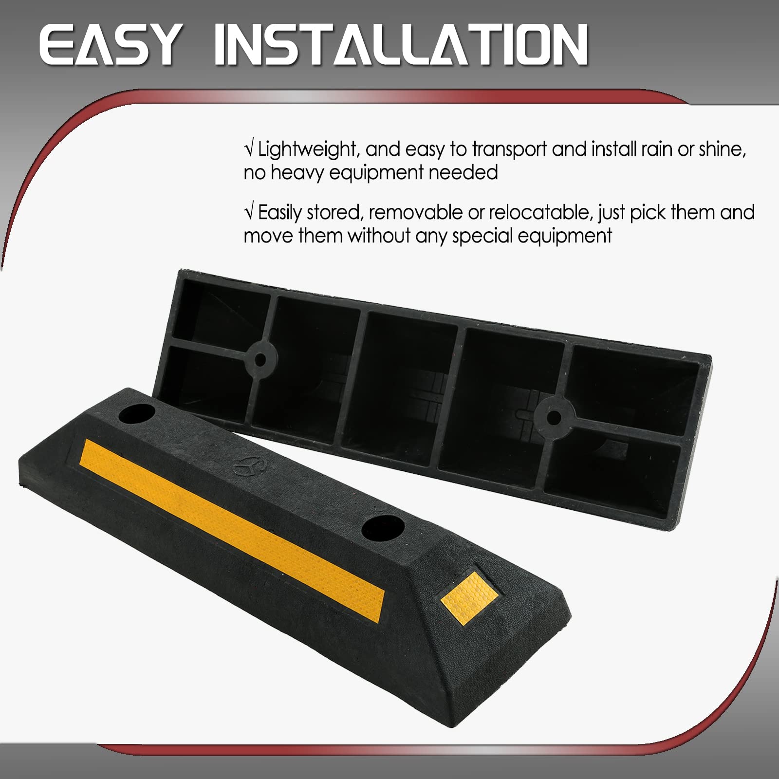 ATPEAM Rubber Curb Vehicle Floor Stopper Heavy Duty 2 Pack Black ...